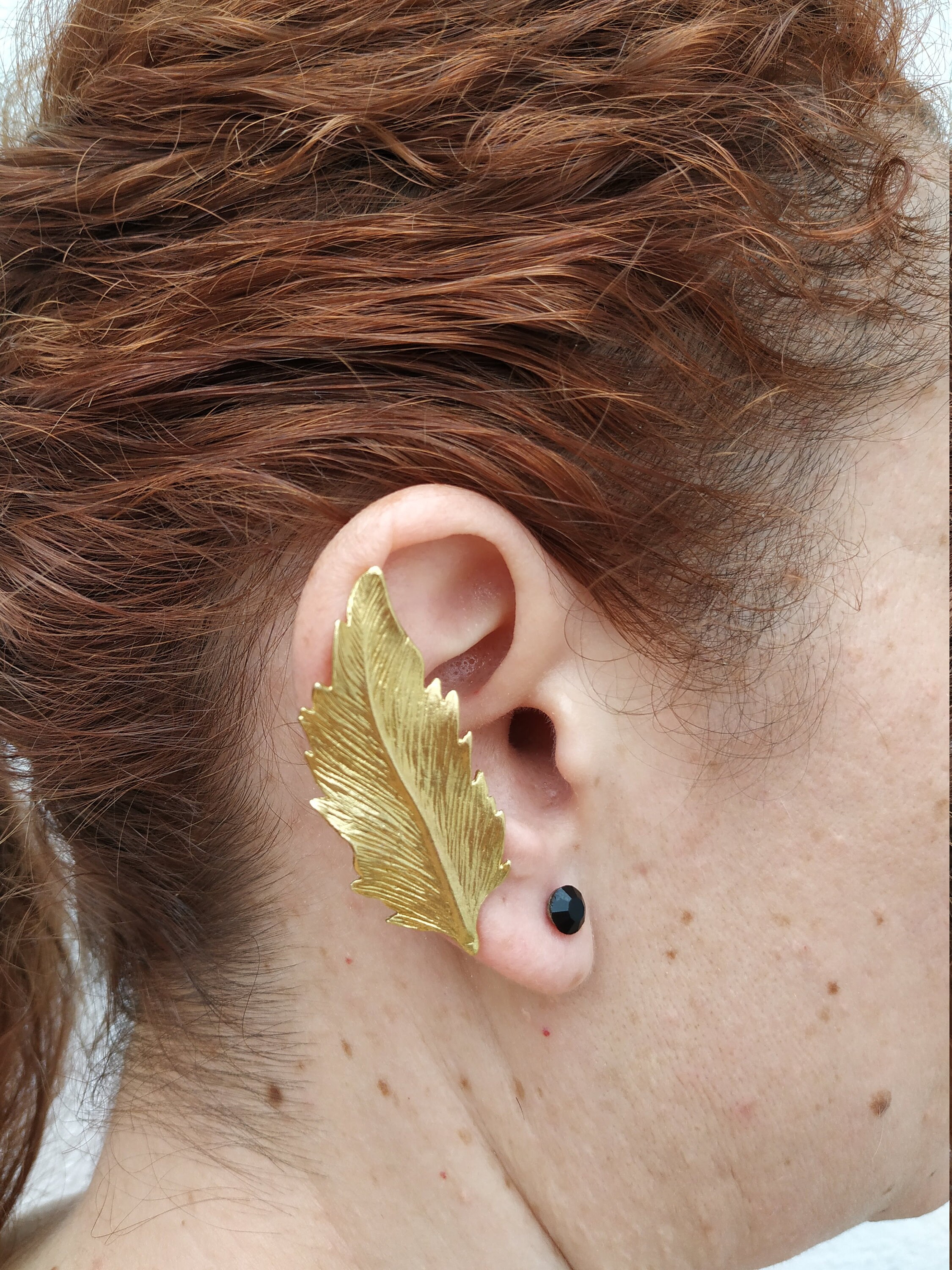 Feather Ear Cuff, Wing Ear Climber, Gold Bird Feathers Heavenly Ear ...