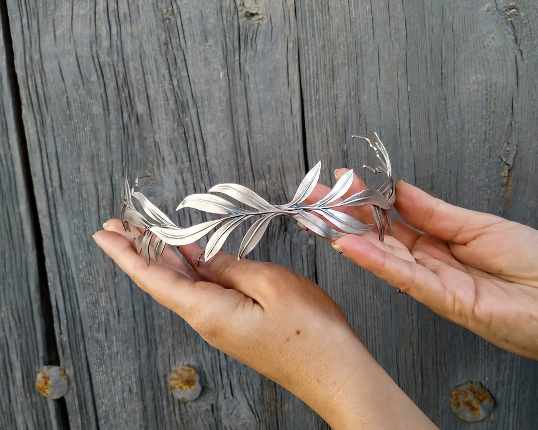 Goddess Bridal Crown With Olive Leaves Perfect as a Halo Tiara or Roman ...