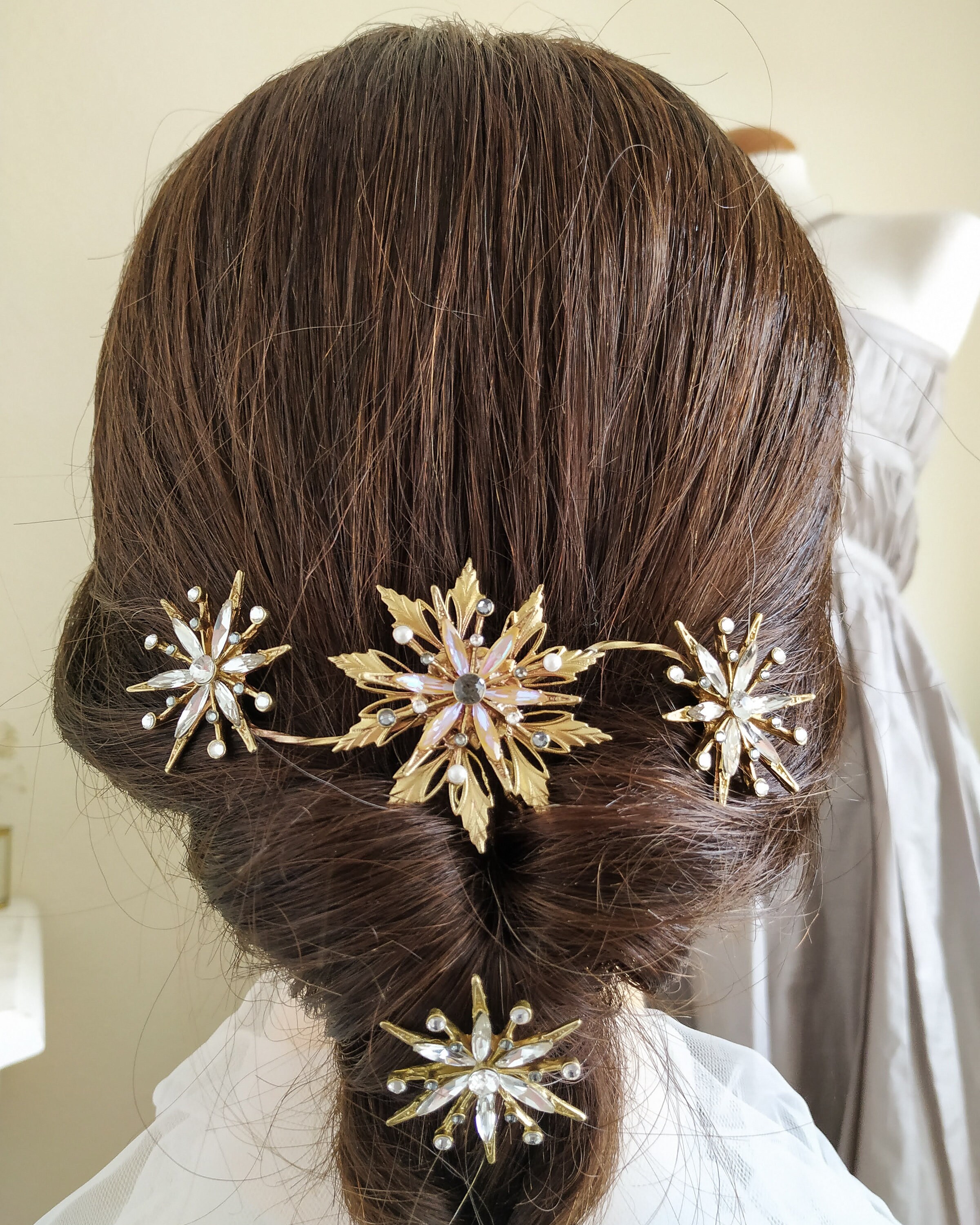 Starry Snowflake Bridal Hair Pins Set of 2 for a Winter Wedding, Opal ...