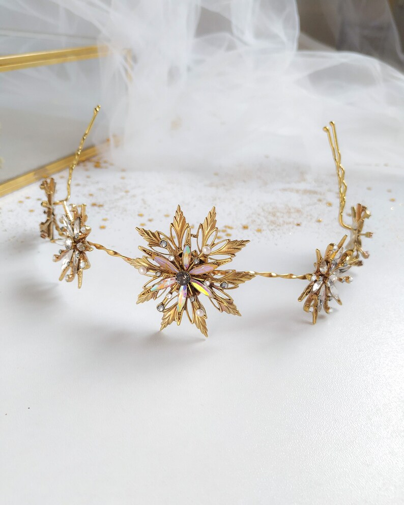 Celestial Bridal Tiara With Vintage Flair Stars for a Boho Winter ...