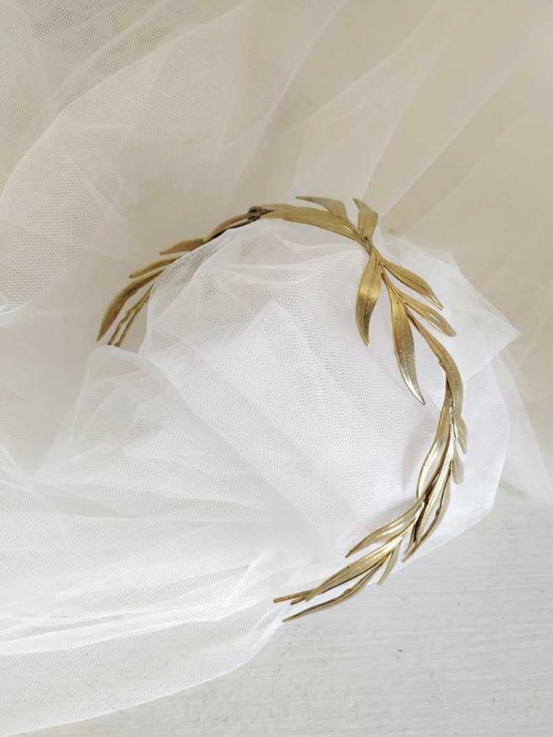 Greek Goddess Halo Bridal Crown With Olive Branchs Perfect as - Etsy