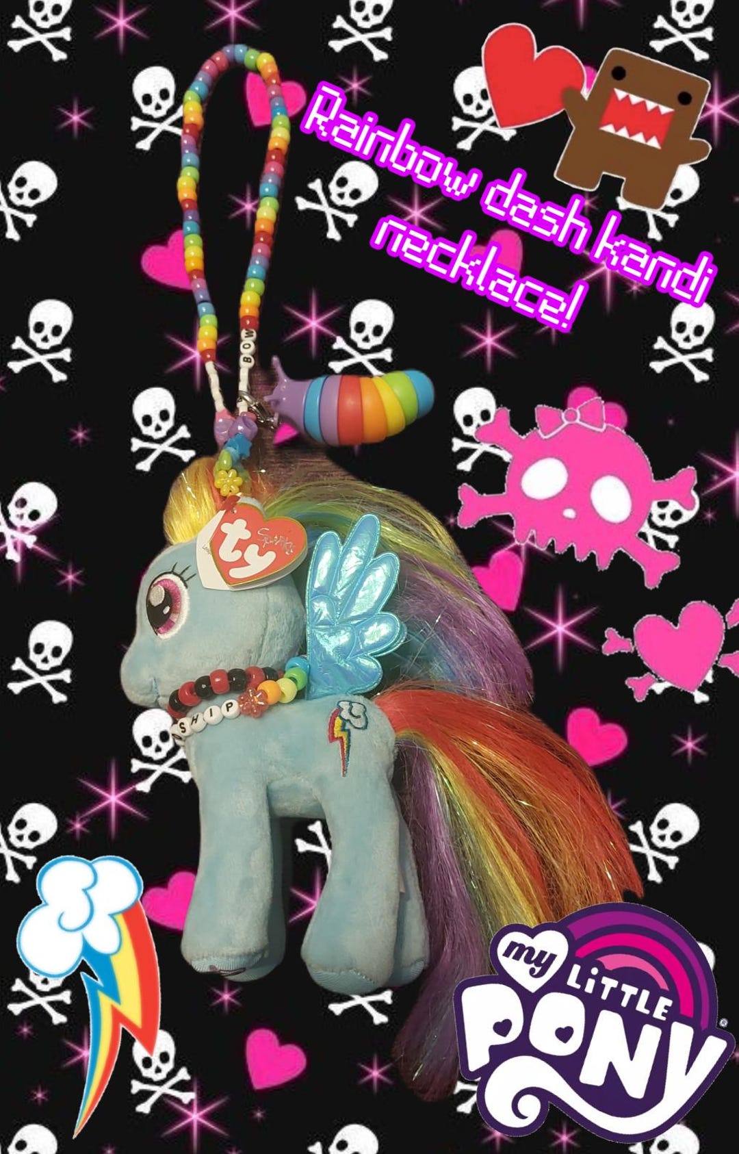 Rainbow Dash Kandi Necklace With a Wiggly Snail. - Etsy