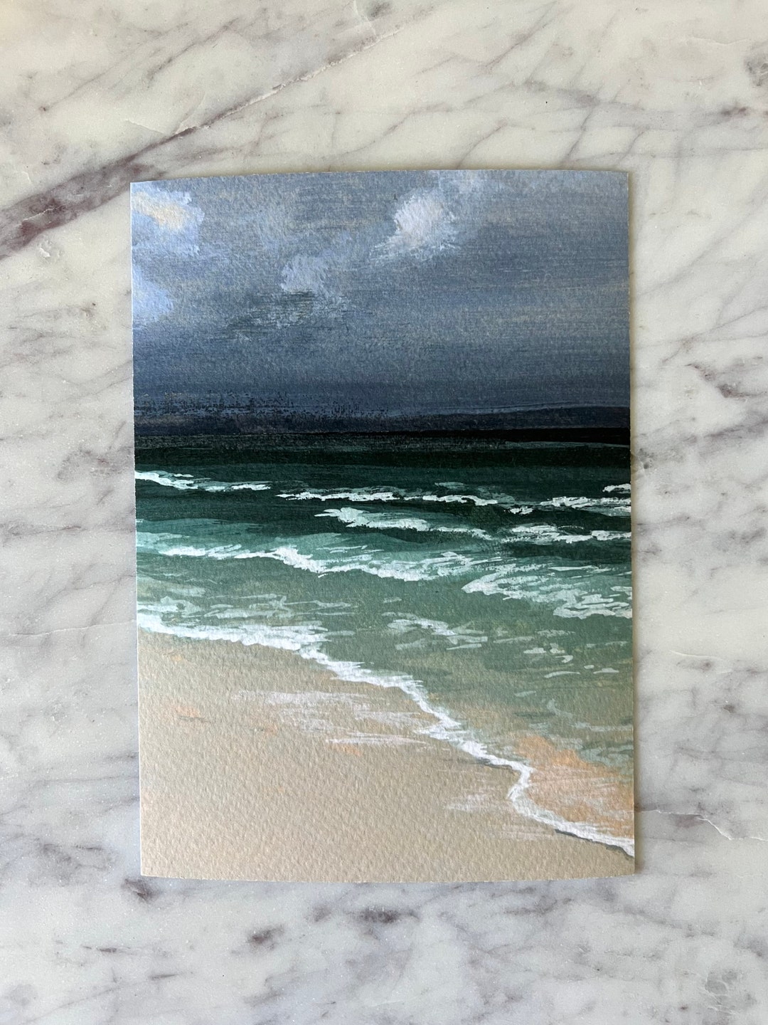 PRINT 30A, Seascape Art Print, UNFRAMED PRINT of Original Gouache Painting, Giclée Ocean Art ...