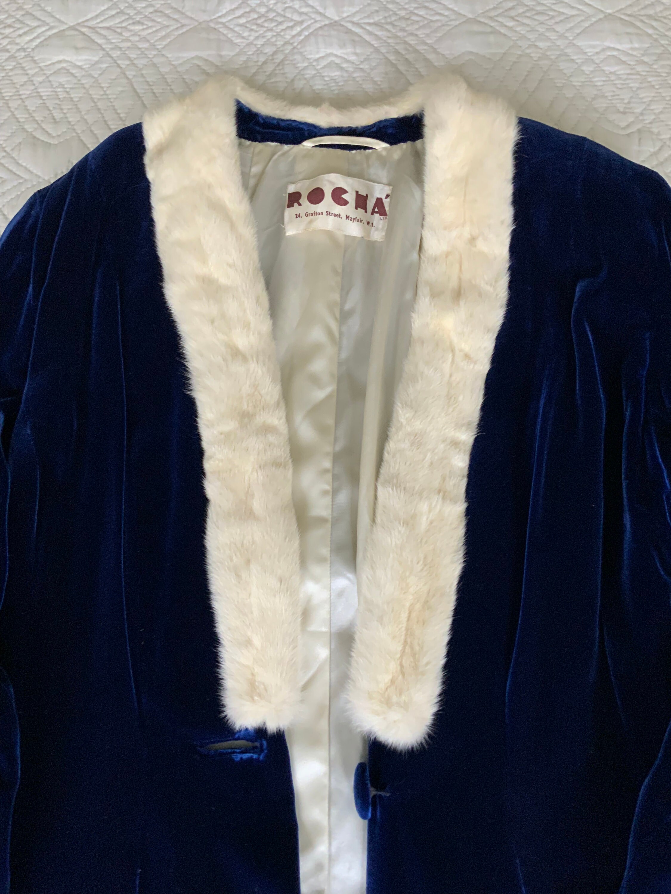 Vintage Rare 1940s Sapphire Blue Velvet Full Length Opera Coat Bespoke ...