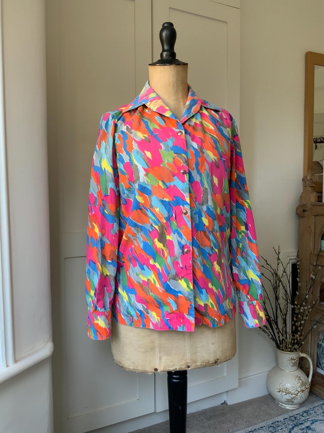 Rare Vintage 1960s Zany Abstract Print Cotton Shirt Made in England by ...