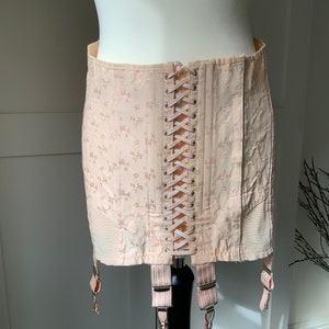 Vintage 1940s 1950s Spirella Pink Peach Girdle Cotton Jacquard Metal ...