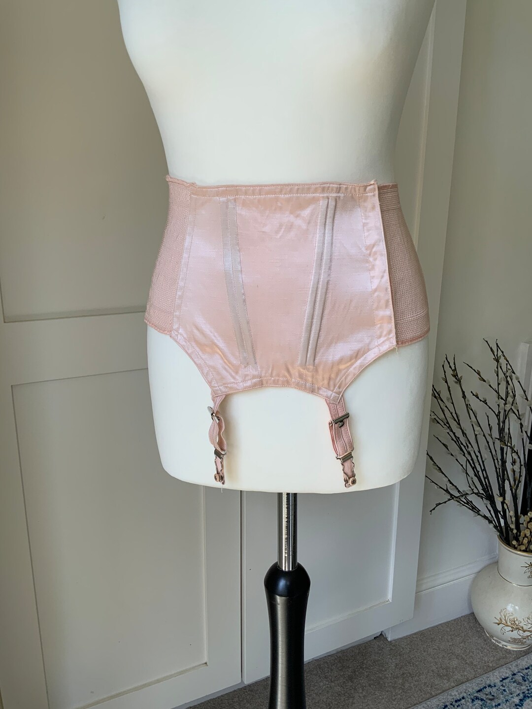 1940s Vintage Utility CC41 Garter Belt Girdle Peach Rayon Satin ...