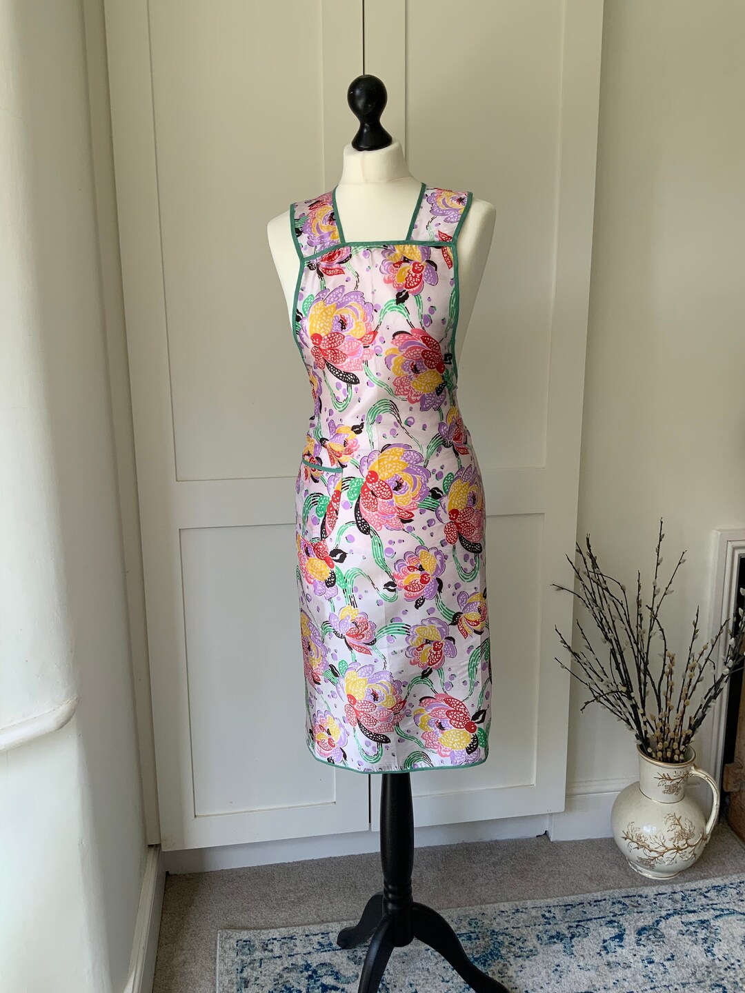 Original Vintage 1940s 1950s Hostess Apron Full Apron Pinny Floral ...