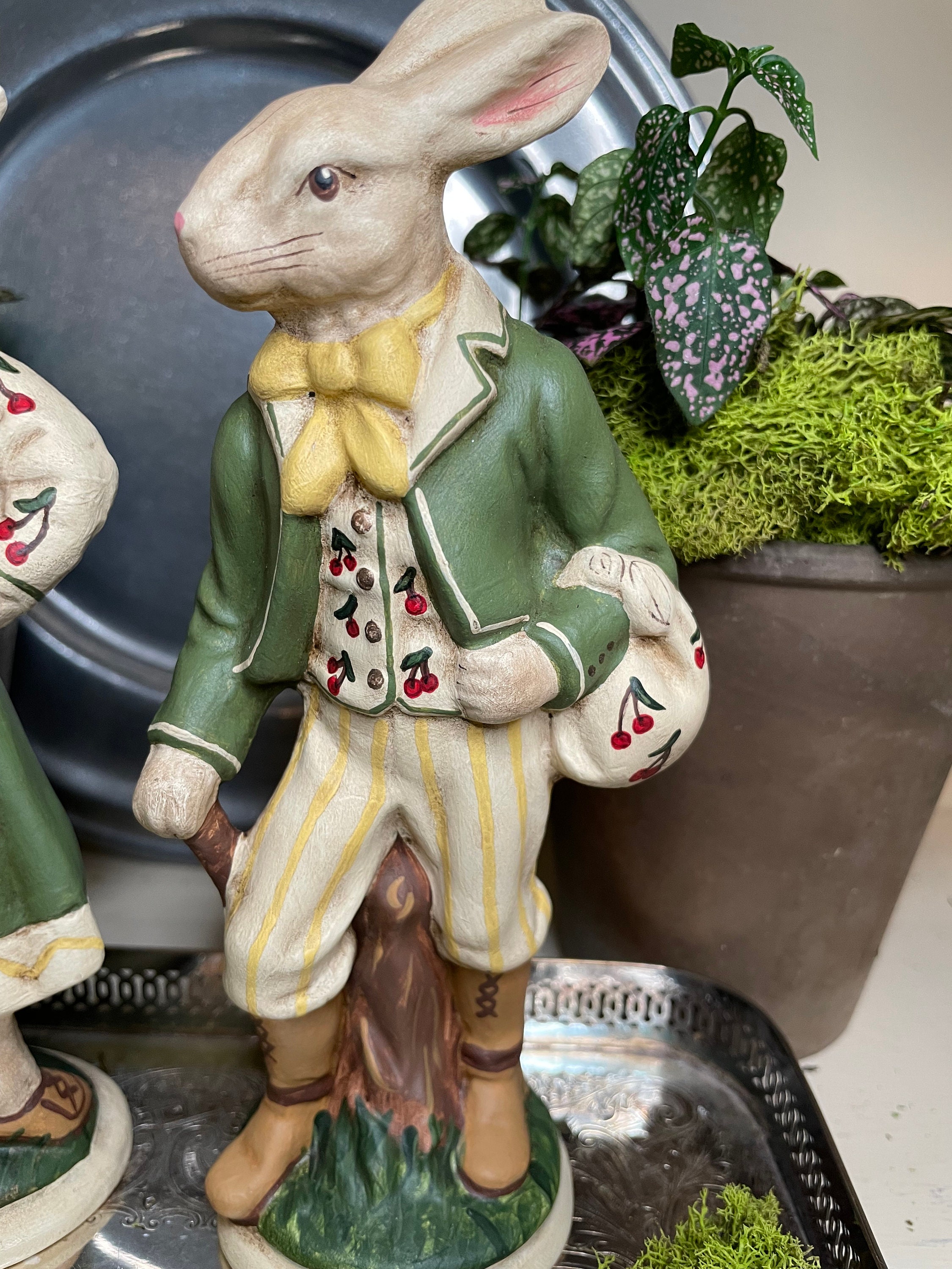 Cherry Picking. Chalkware Bunnies/rabbits. Spring/easter/summer - Etsy