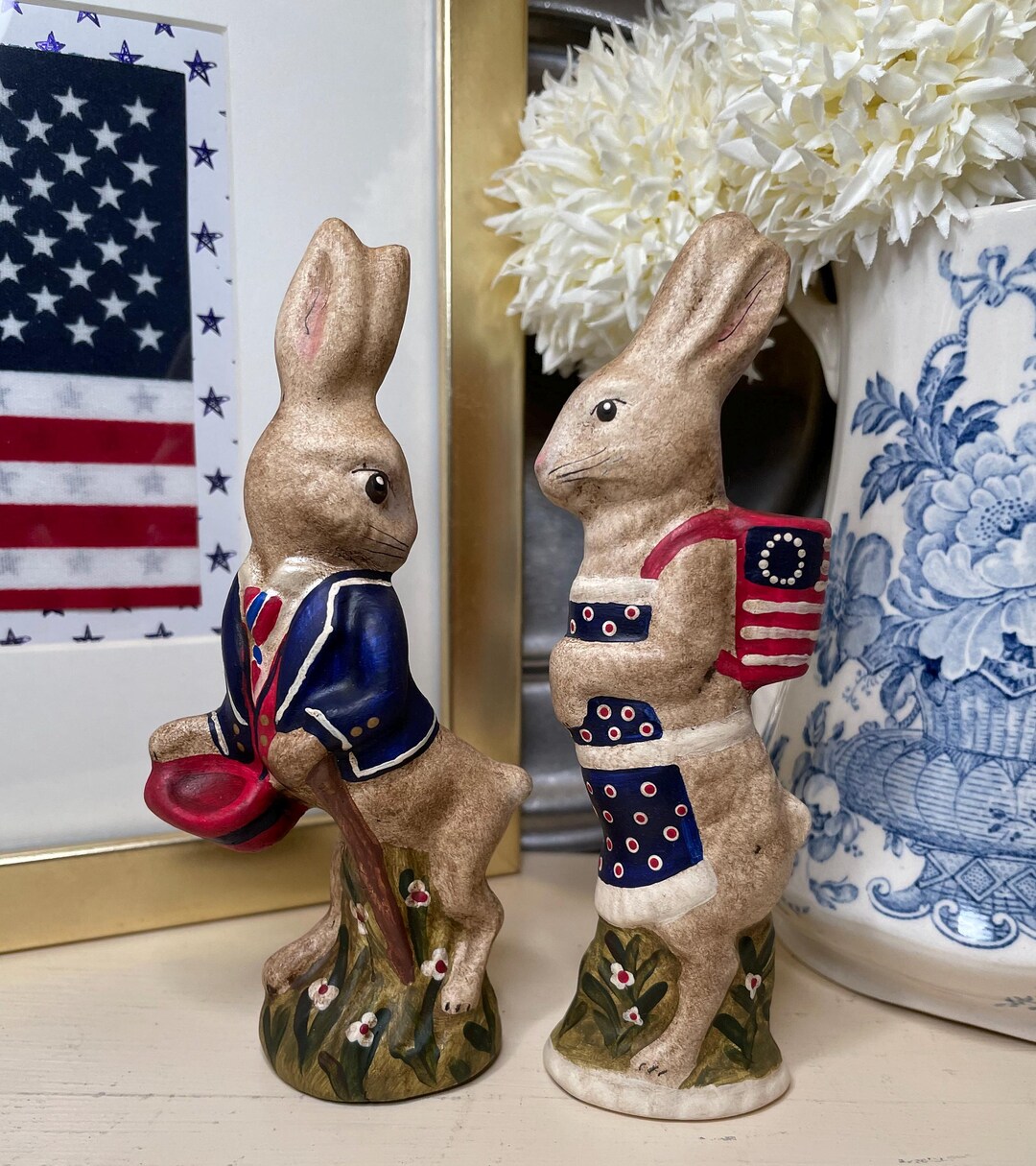 Patriotic Pair. Chalkware Bunny/rabbit - Etsy