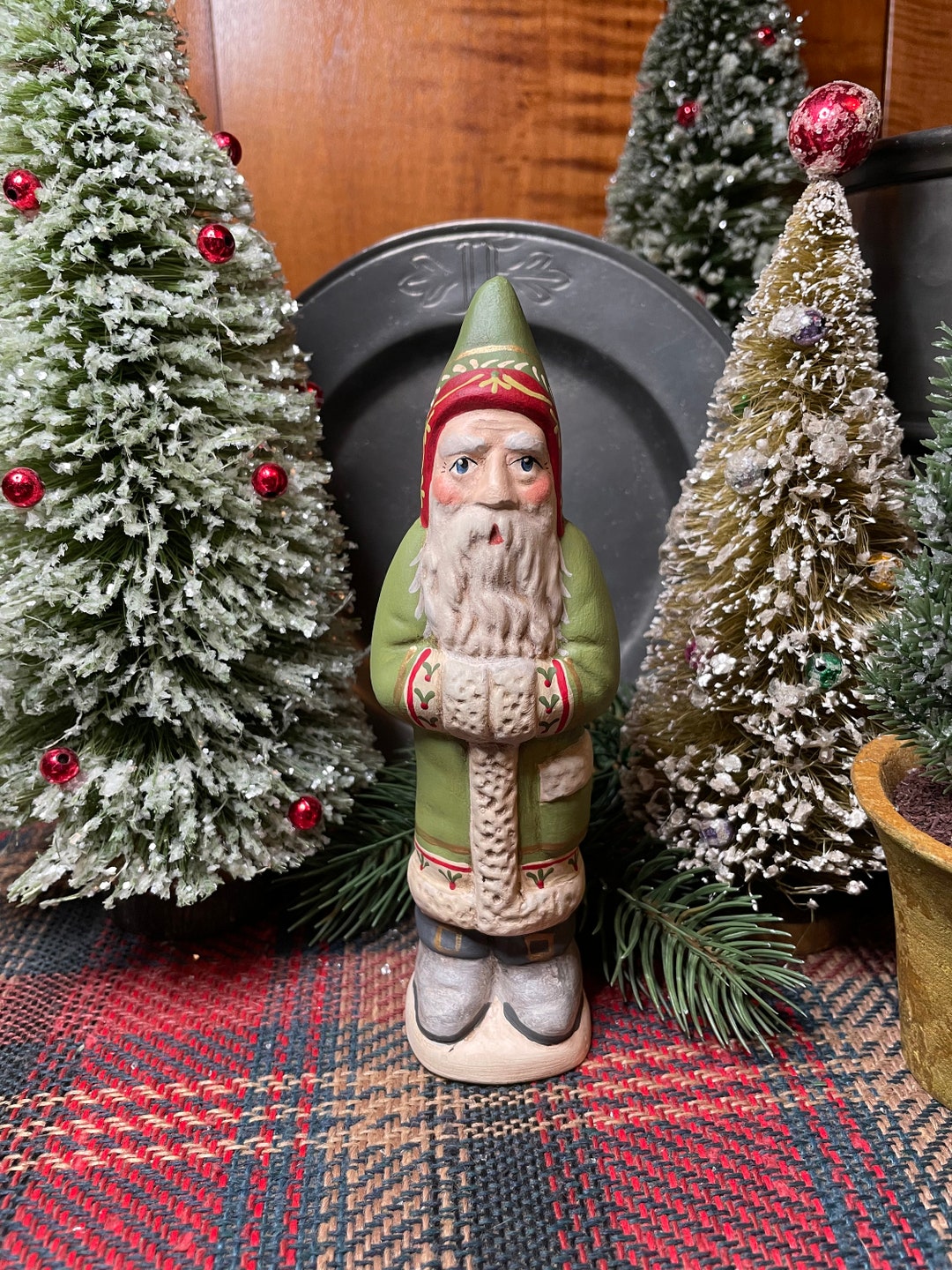 Mistletoe. Chalkware Santa, Gnome, Elf, Belsnickel. Handcrafted USA - Etsy
