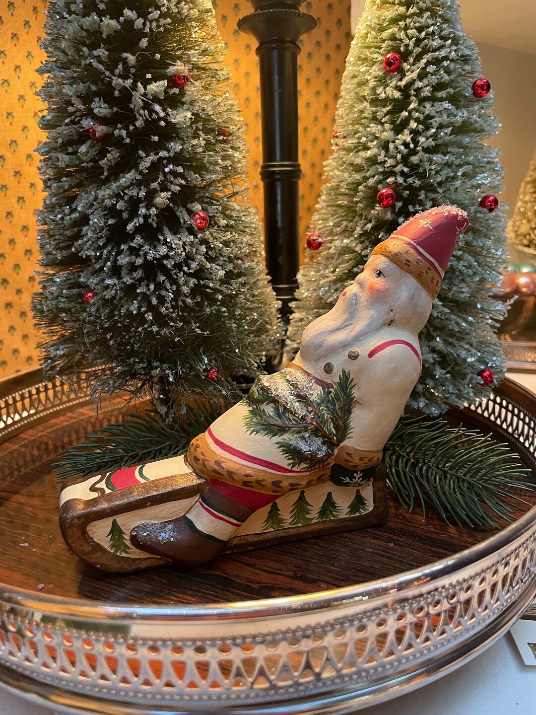 Handcrafted Santa Toboggan: Limited Edition Christmas Chalkware ...