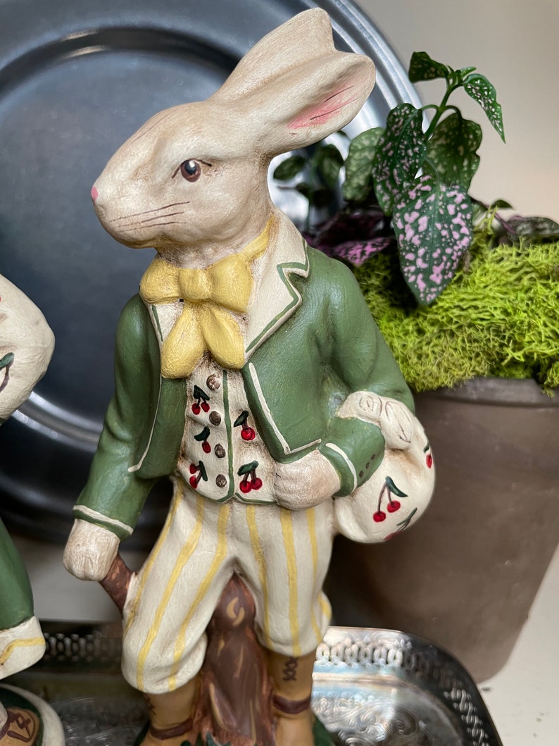 Cherry Picking. Chalkware Bunnies/rabbits. Spring/easter/summer. Unique ...