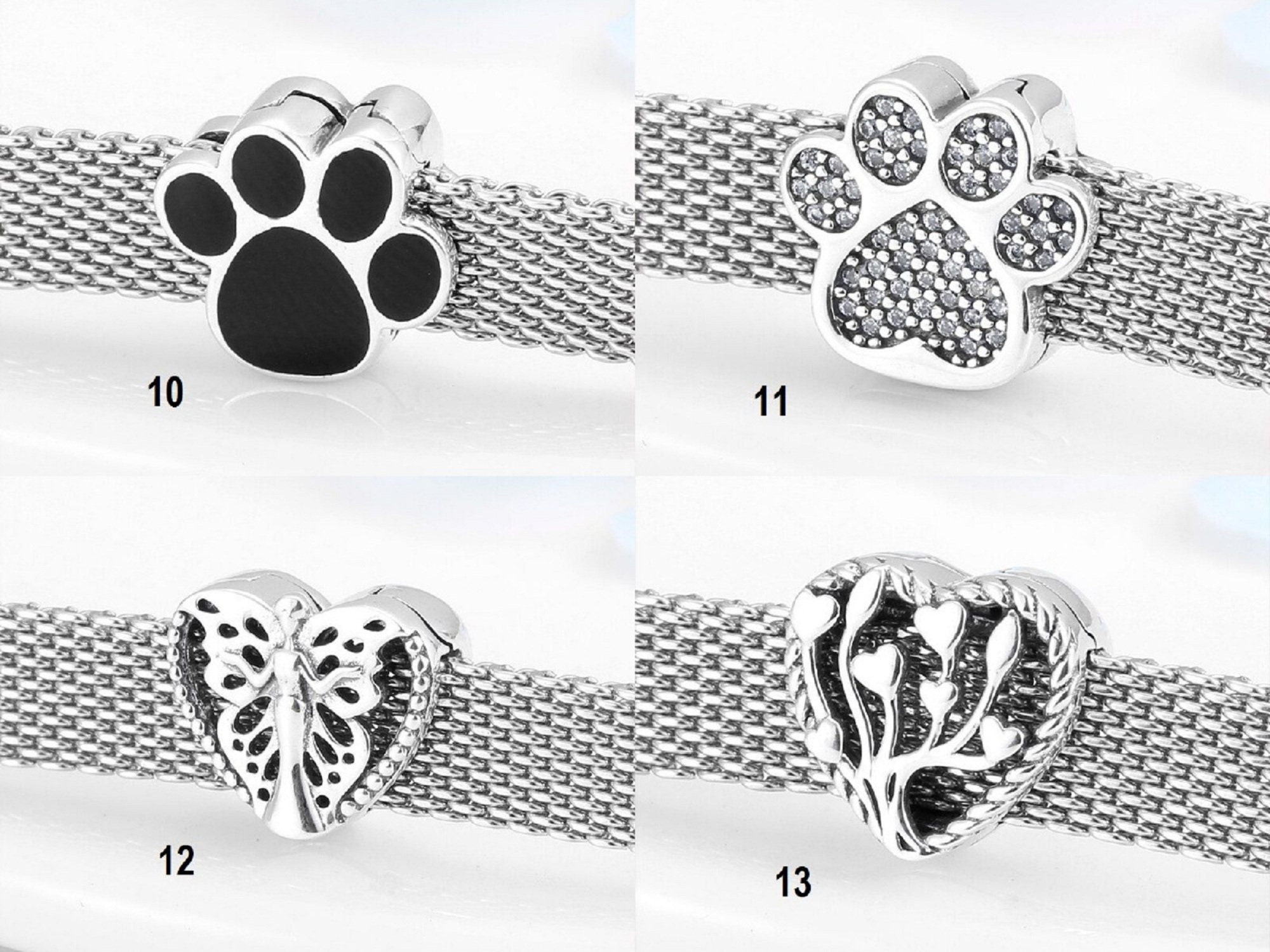 Mesh Reflexions Bracelet Charm, Butterfly Flower Heart Clip Charms ...