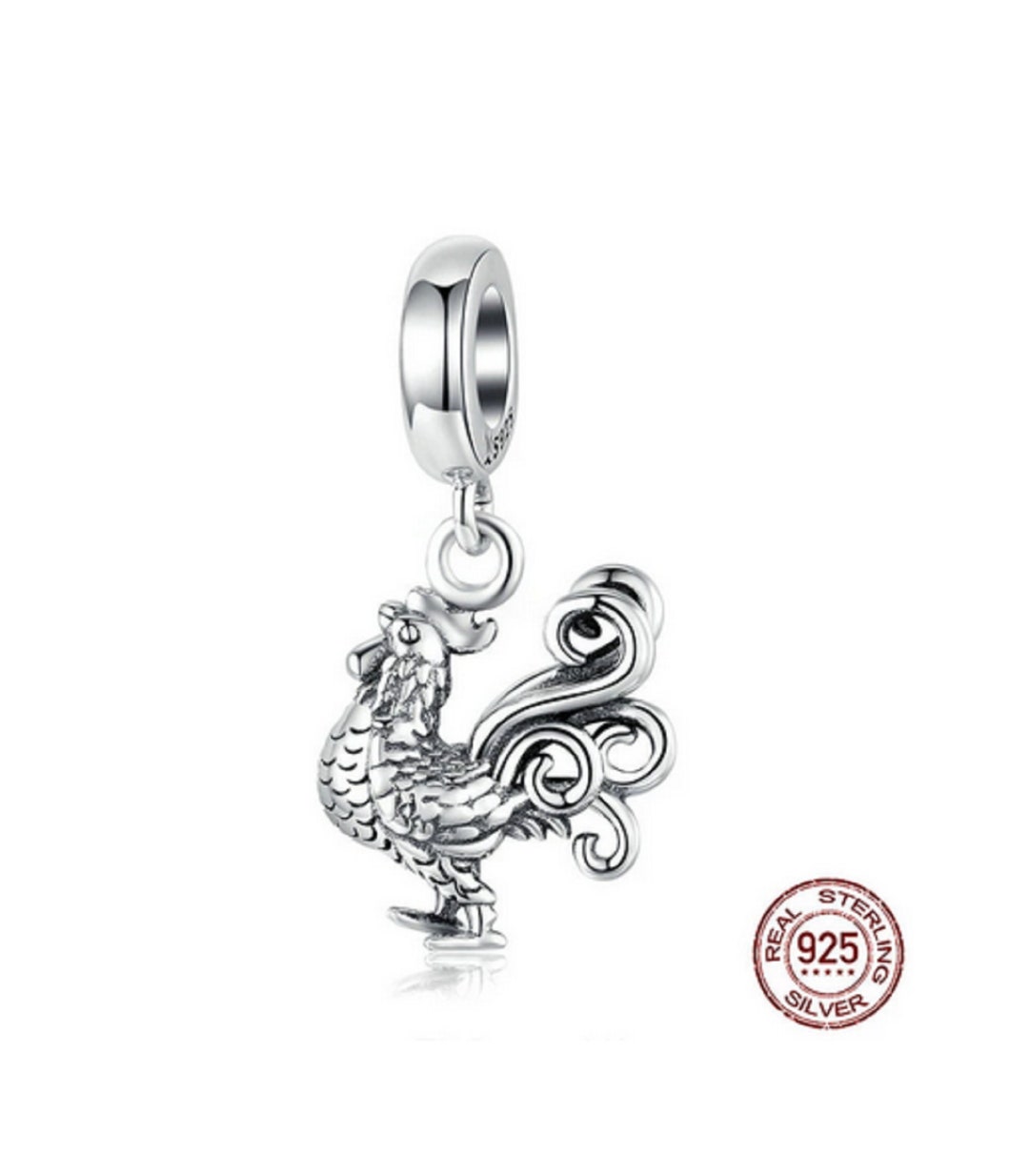 Brave Rooster Charm for Bracelet, Farm Chicken Pendant Charm, Dangle ...