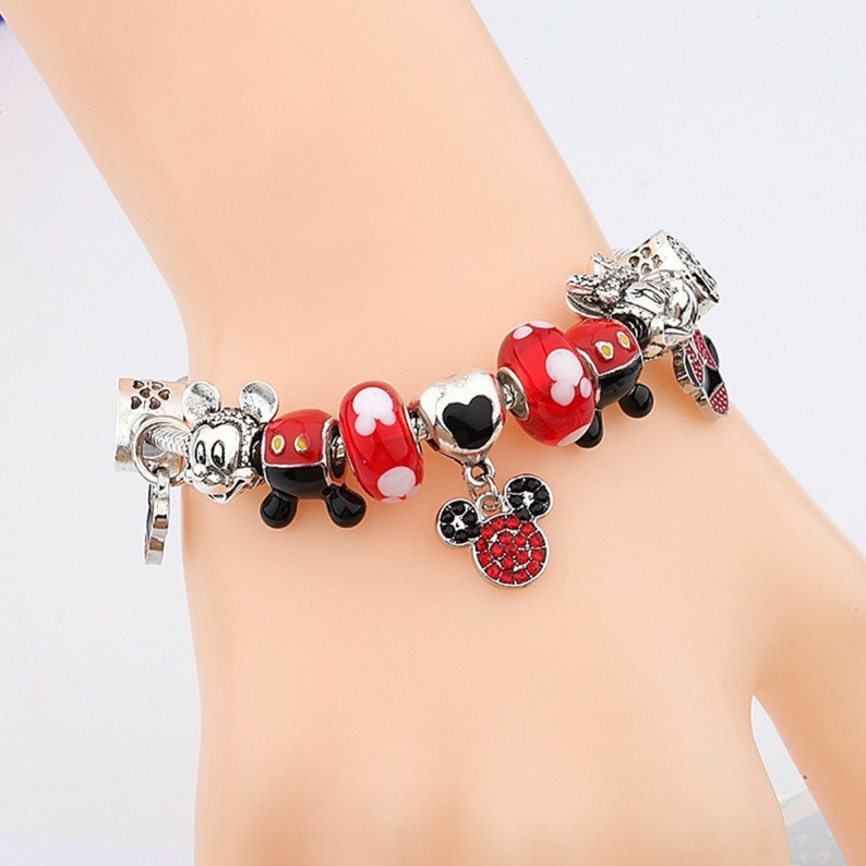 Disney Mickey & Minnie Mouse Charm Bracelets Bangles Pandora - Etsy