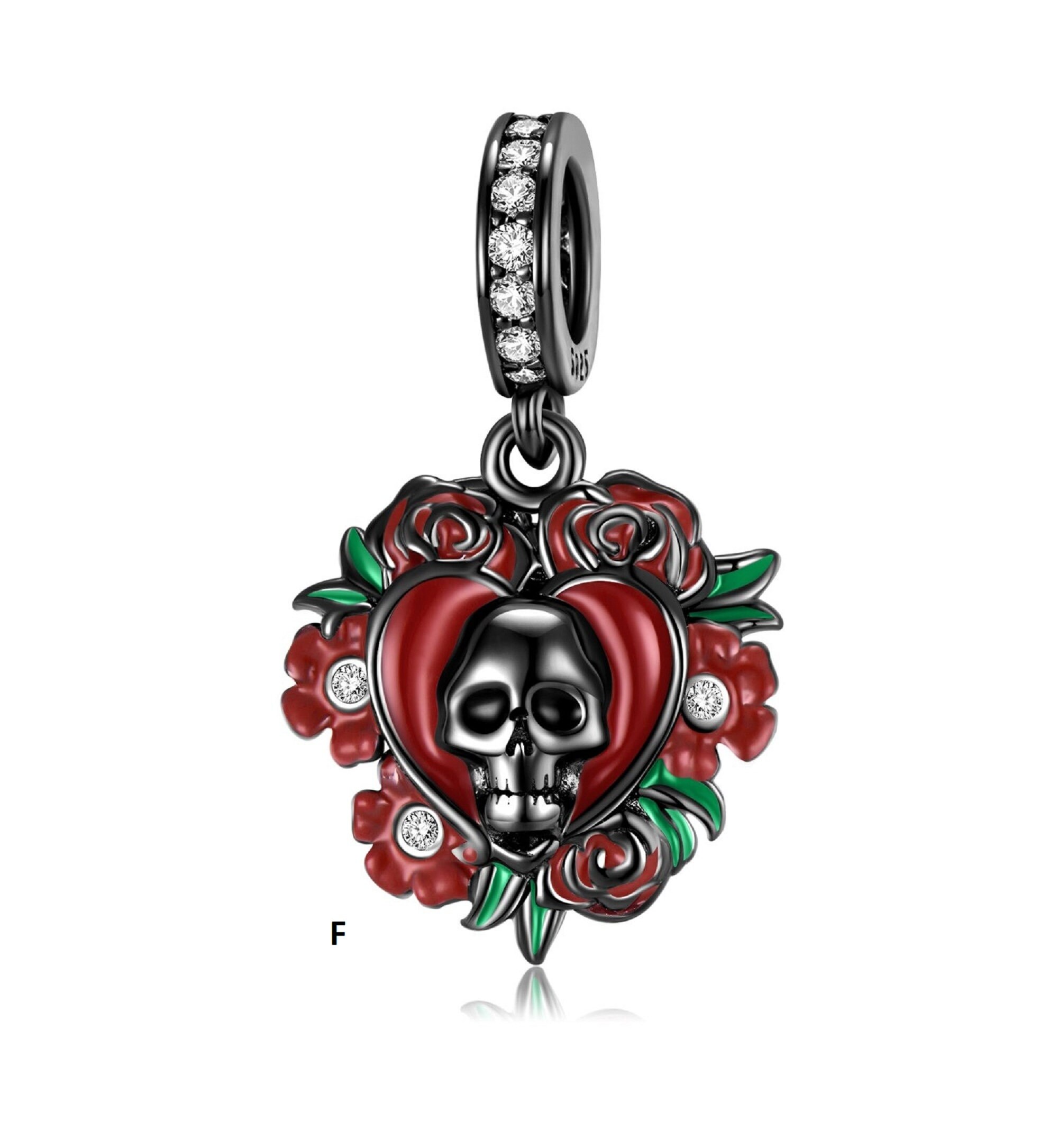 New Halloween Series Ghost Skeleton Skull Charm for Bracelet Pink Rose ...