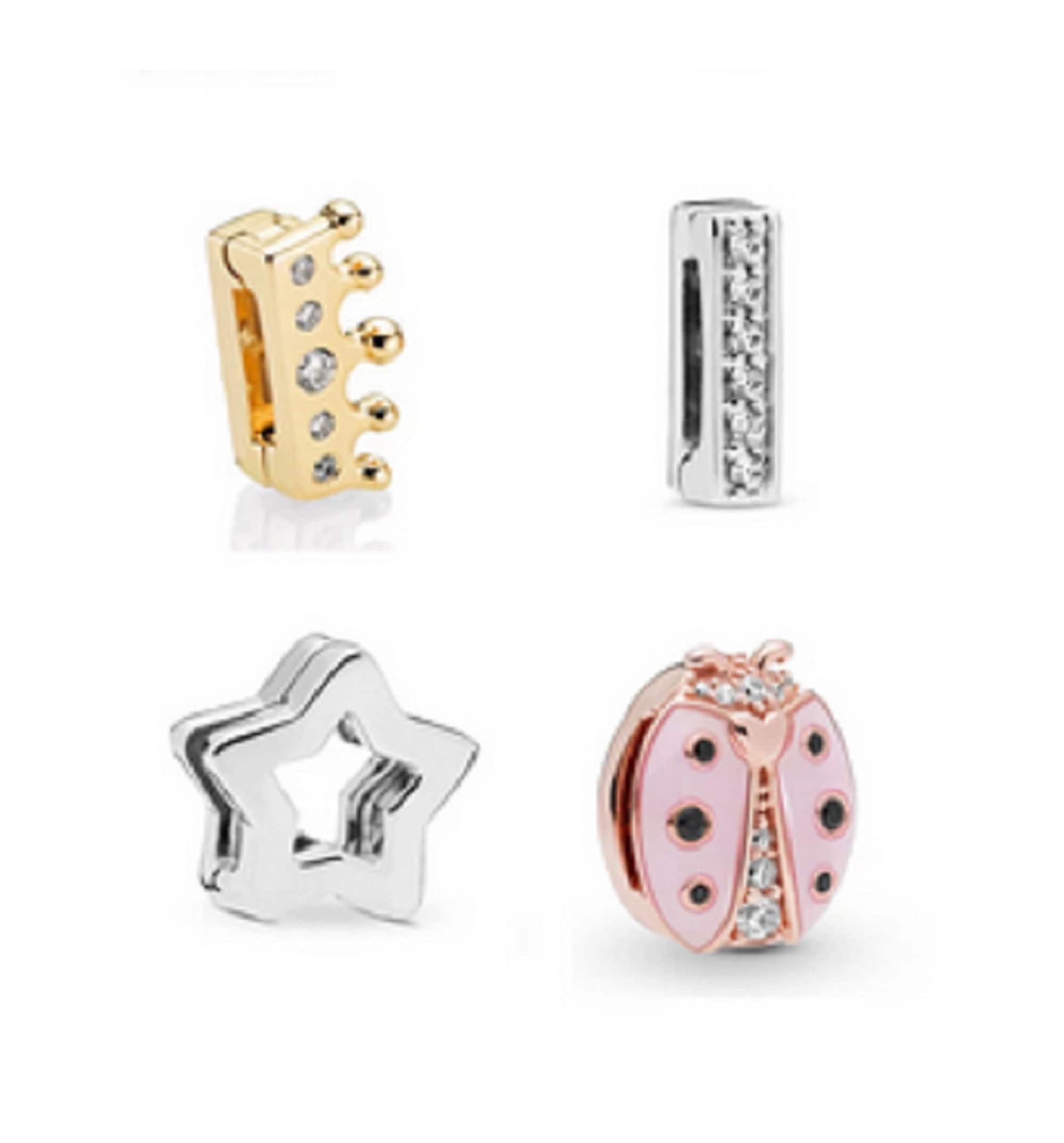 Golden Mesh Bracelet Charms, Reflexions Charm, Clip Charm, Bee Crown ...