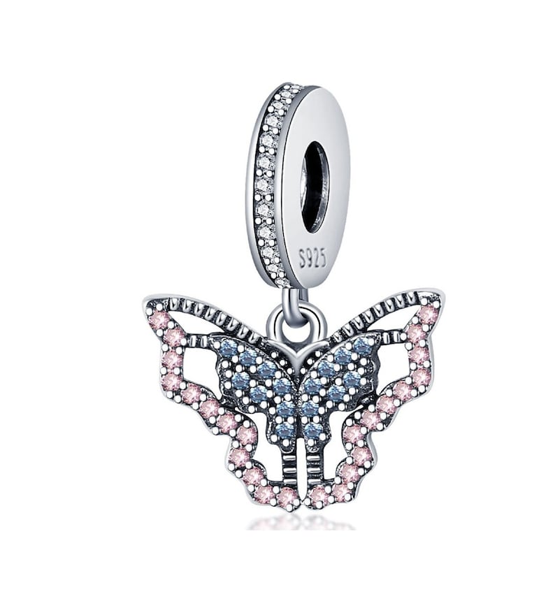 Shining Butterfly Dangle Charm, 2023 New Pandora Charm, Pink Blue ...