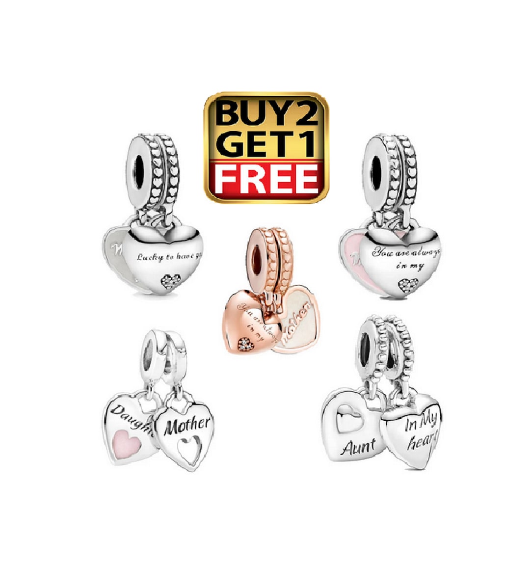 Family Series Mother & Daughter Dangle Charm, Heart Charms for Pandora ...