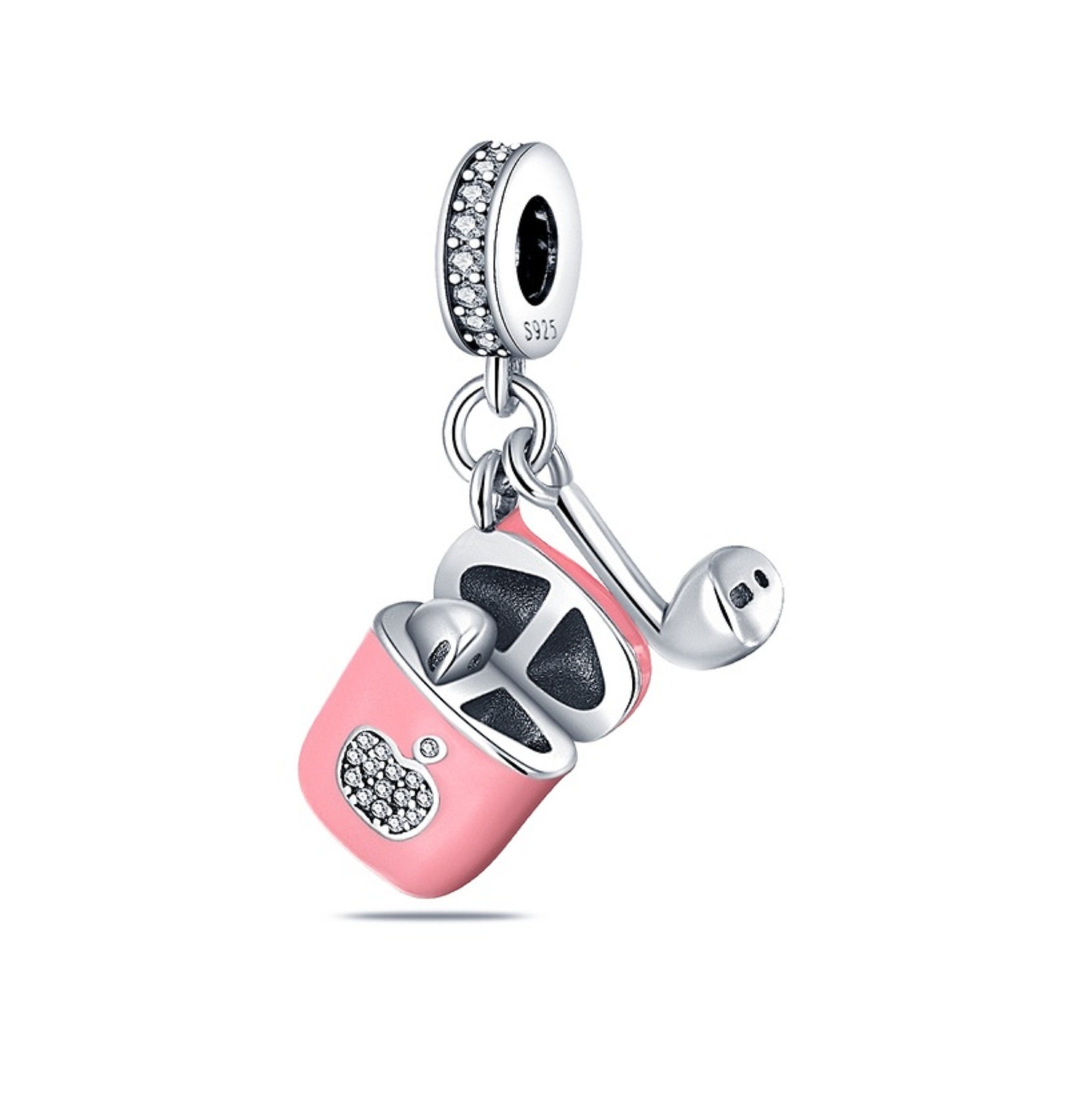 Airpods Charm for Bracelet, Earphones Pink Enamel Charm Fits Pandora ...