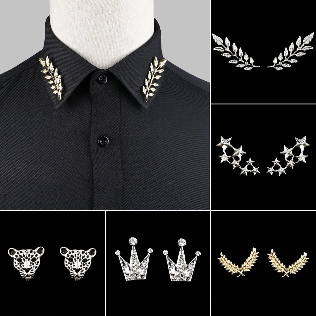 1 Pair Brooch for Men, Suit Shirt Jacket Collar Pin, Tree Leaf Dragon ...