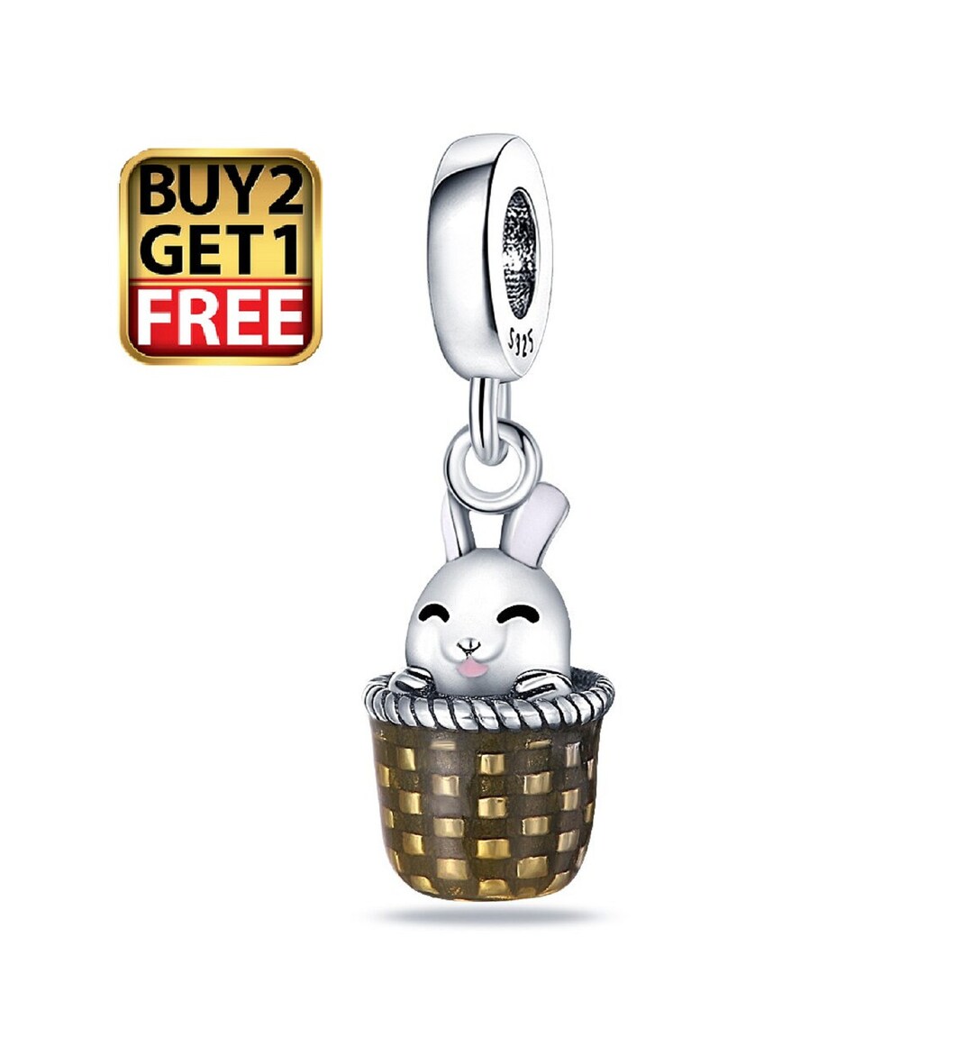 New 2024 Bunny & Basket Dangle Charms, Animal Charm for Pandora ...