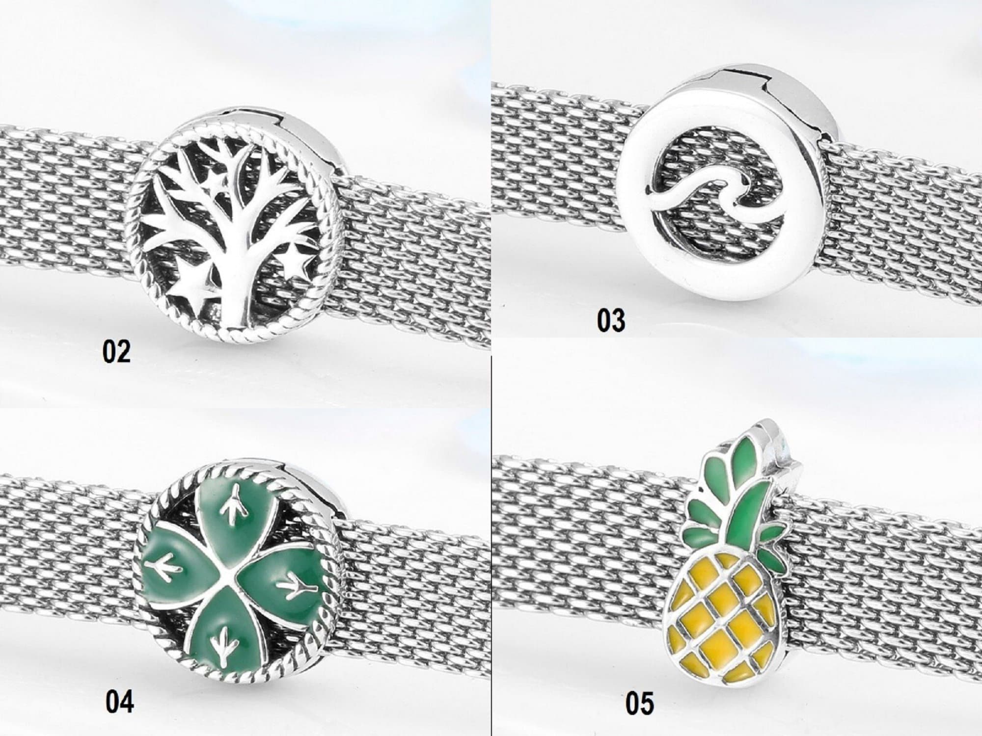 Mesh Reflexions Bracelet Charm, Butterfly Flower Heart Clip Charms ...