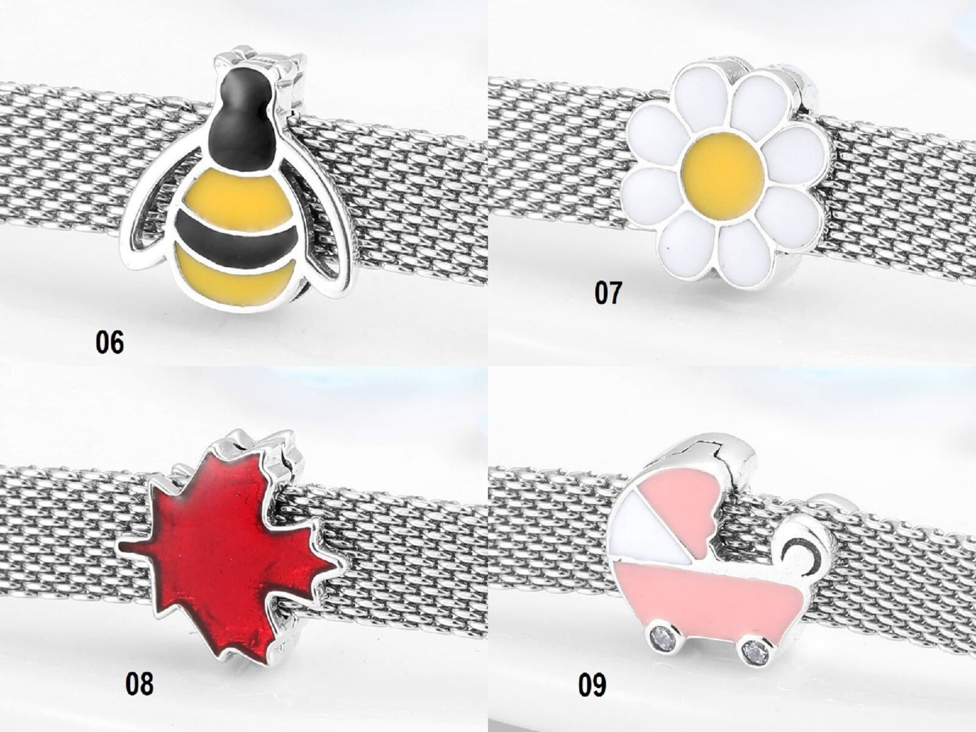 Mesh Reflexions Bracelet Charm, Butterfly Flower Heart Clip Charms ...