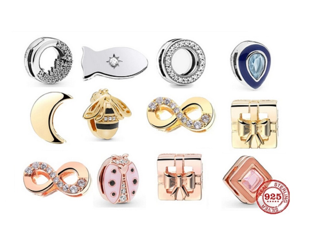 Rose Gold Mesh Reflexions Bracelet Charm, Butterfly Love Clip Charms ...