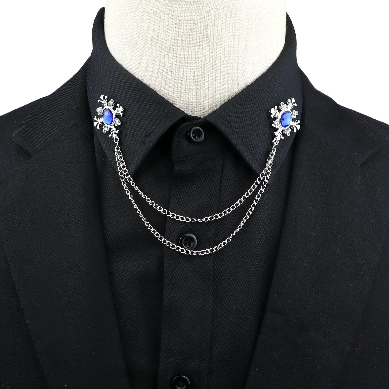 Tassel Brooch for Men, Suit Shirt Jacket Collar Pin, Rhinestone Crystal ...