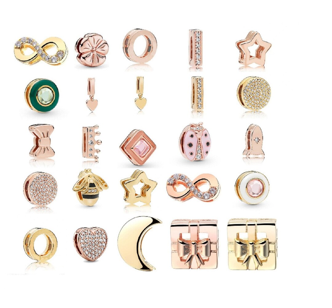 Rose Gold Mesh Reflexions Bracelet Charm, Heart Love Clip Charms ...