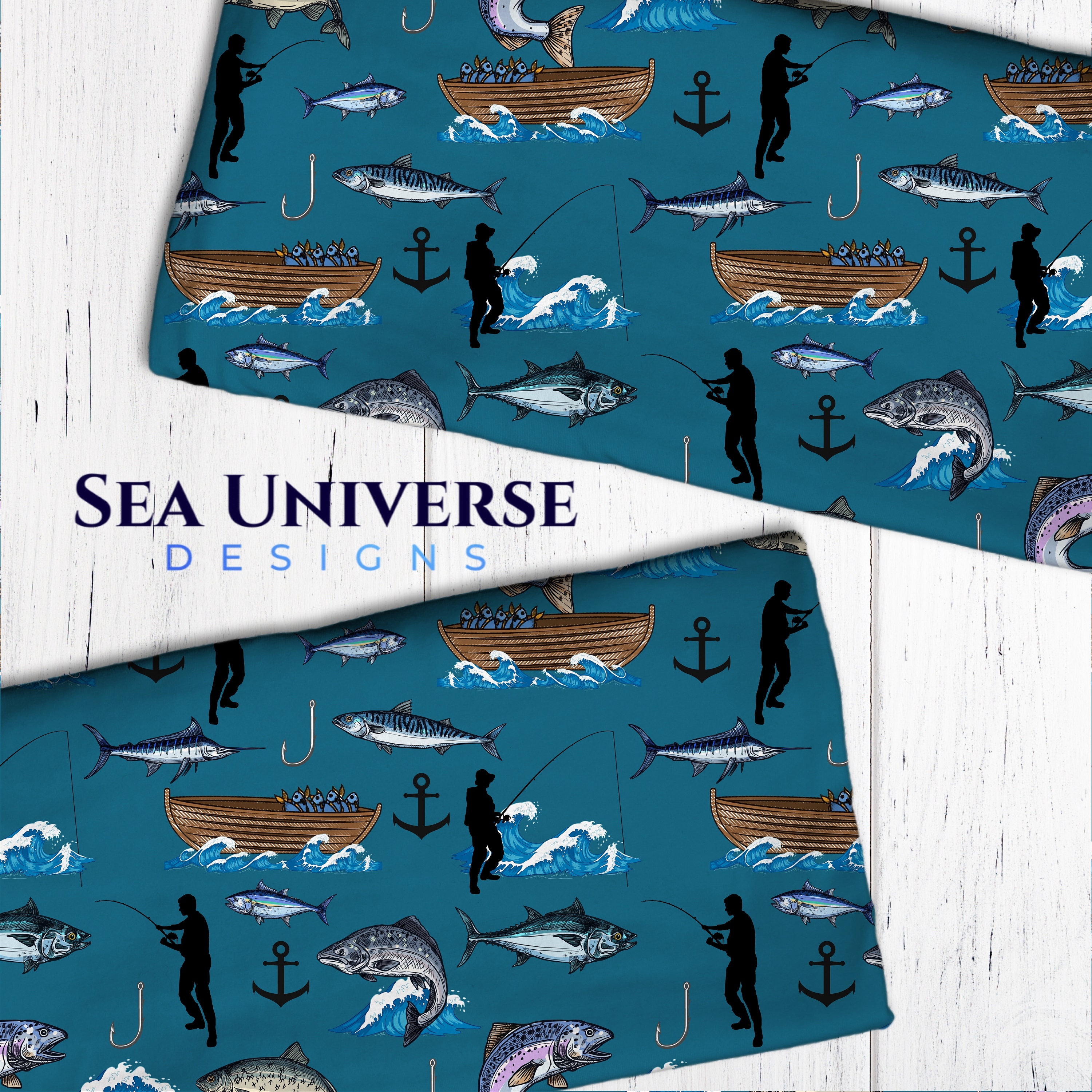 Fishing. DIGITAL FILE, Surface Pattern Design. - Etsy