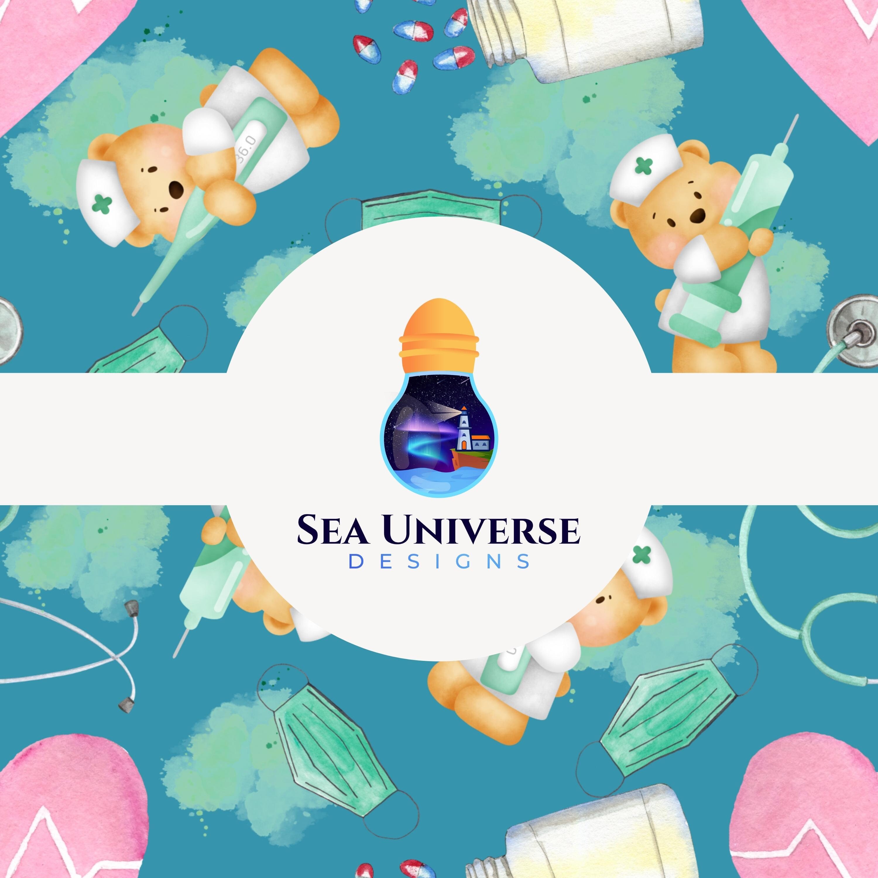 Teddy Nurse. BUNDLE. Printable Pattern. Seamless Surface Design. Health ...