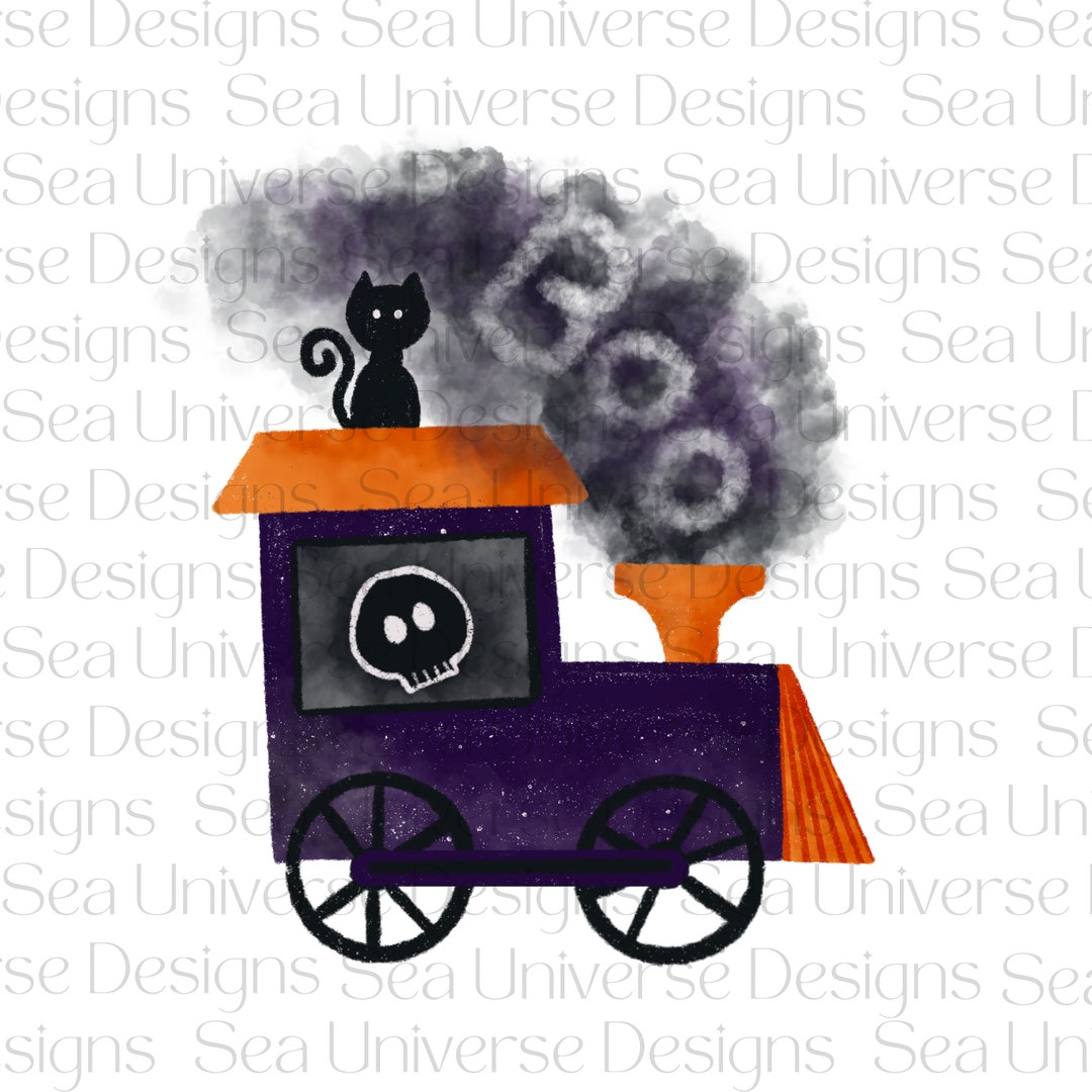 Spooky Train Boo, Hand Drawn PNG, JPEG. Clipart. - Etsy