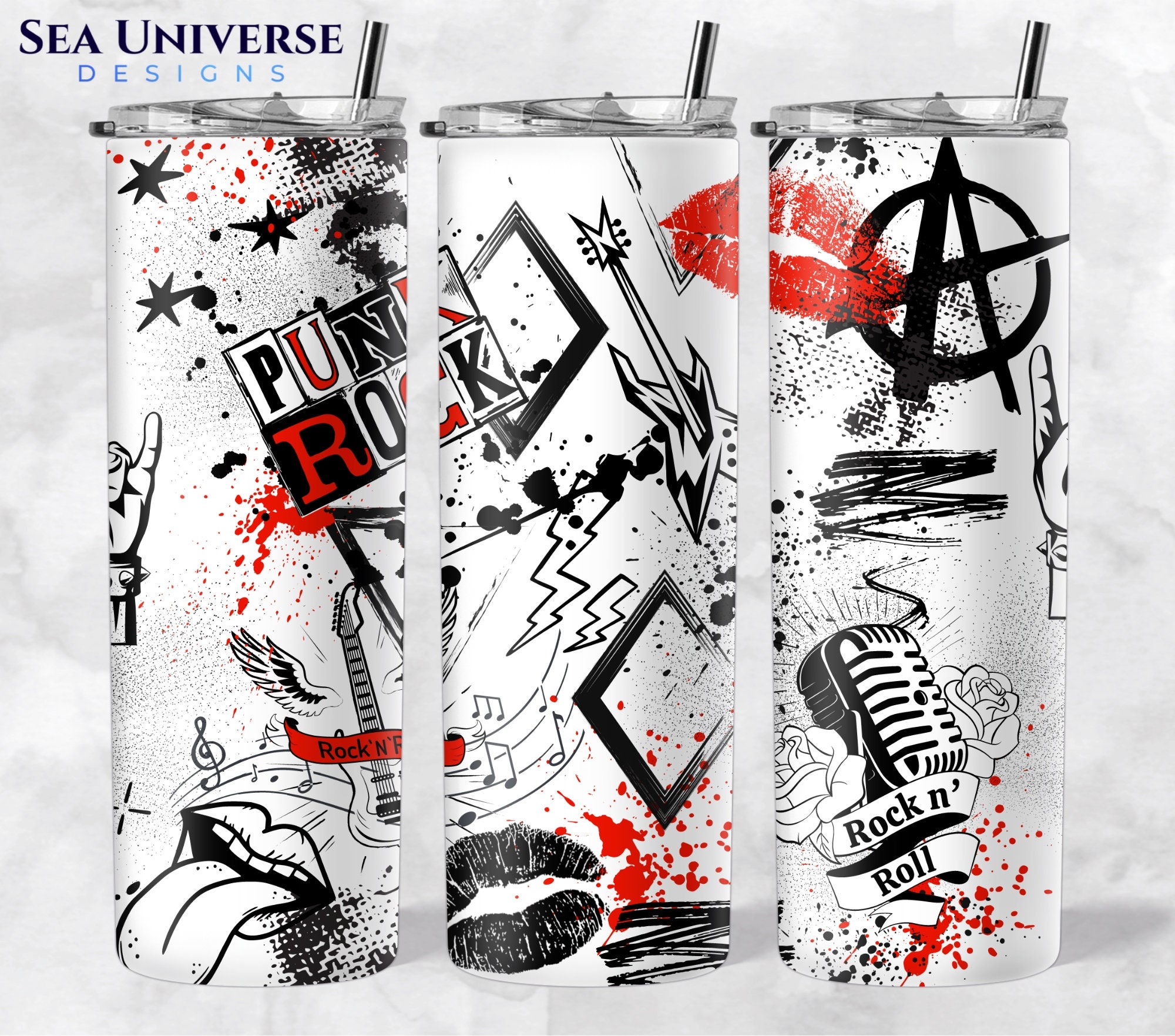 Punk Rock. 20oz Gobelet Mince PNG, Fini Droit 9.3"x8.2". Design ...