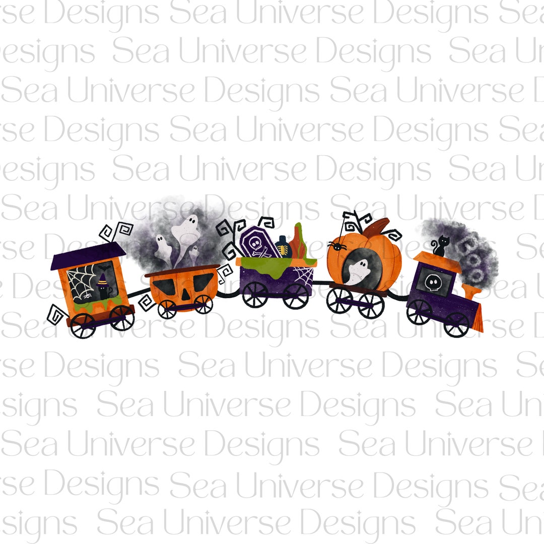 Spooky Train, Hand Drawn PNG, JPEG. Clipart. - Etsy