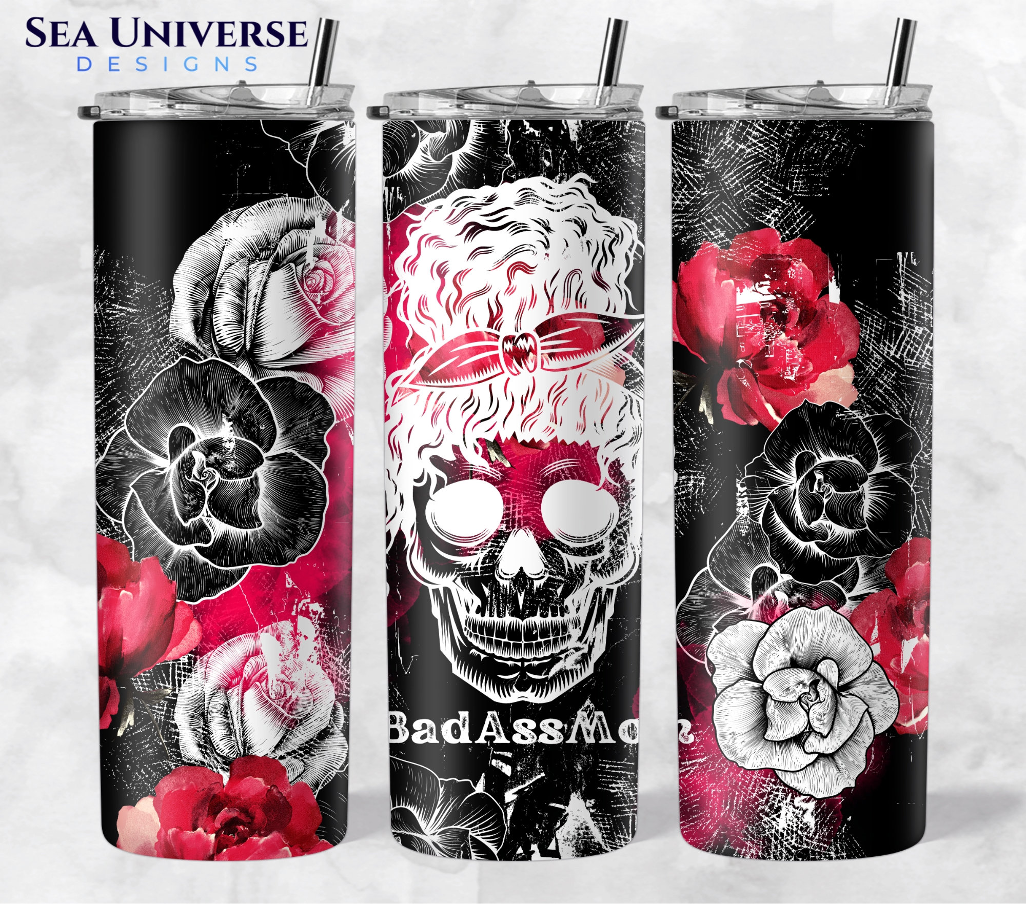Bad Ass Mom 20oz Skinny Tumbler PNG, Straight Sided 9.3" X 8.2 ...