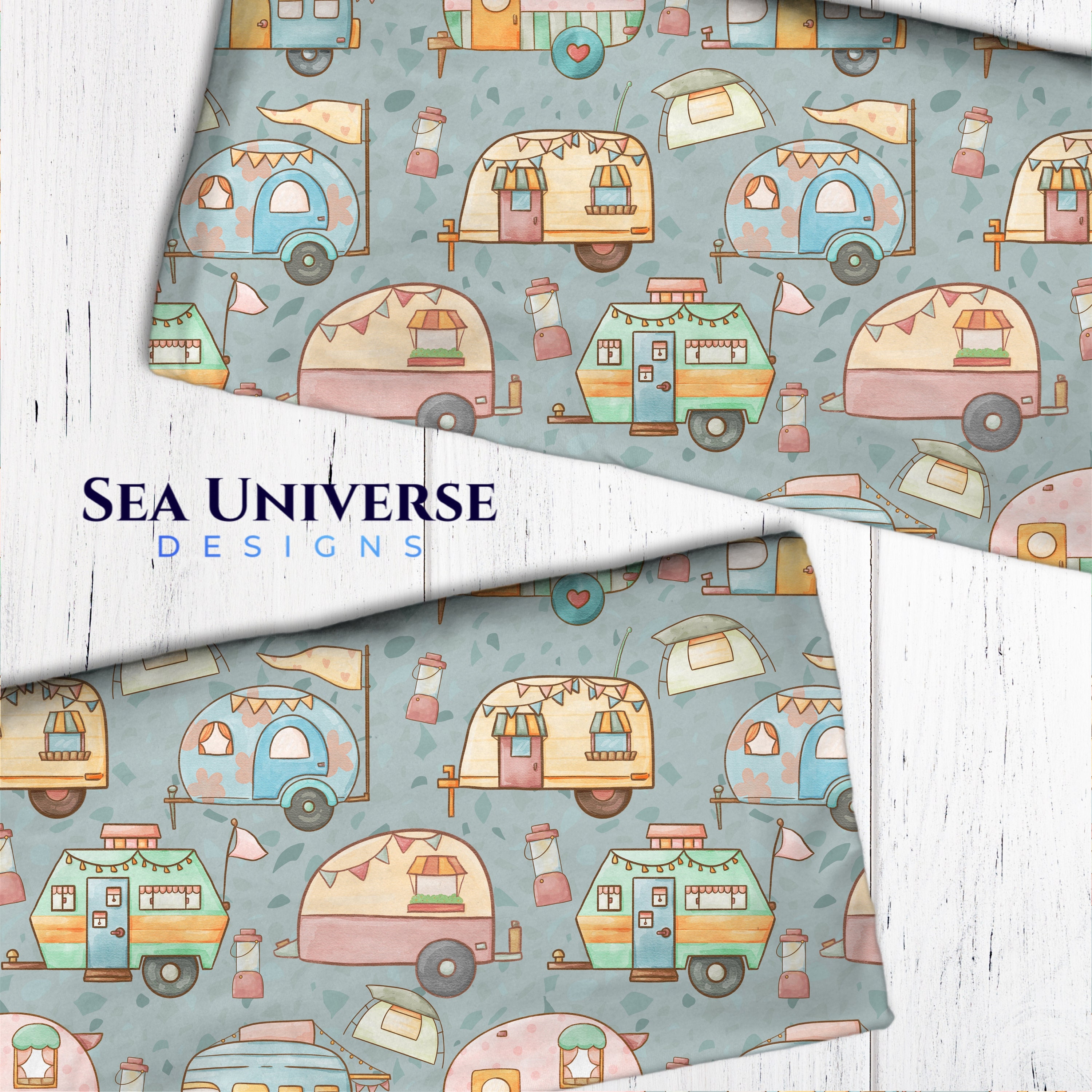 Camper, Camping Seamless Digital Pattern. - Etsy