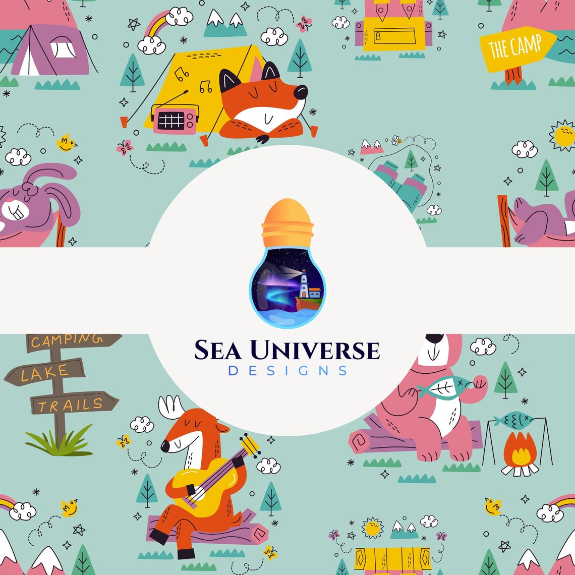 Kids Camping. DIGITAL File Repeat Pattern. - Etsy Canada