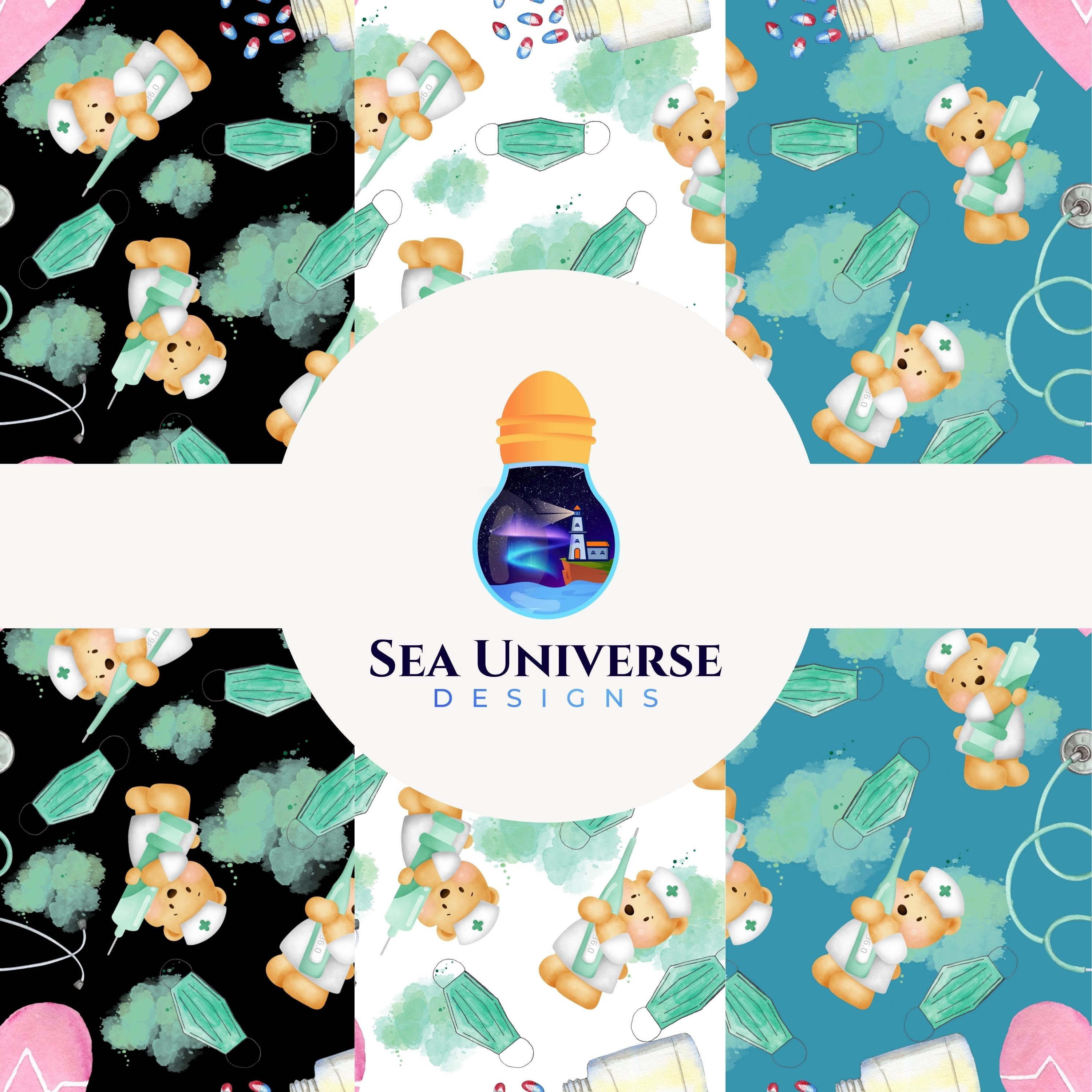 Teddy Nurse. BUNDLE. Printable Pattern. Seamless Surface Design. Health ...