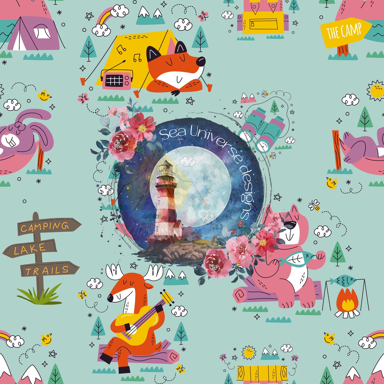 Kids Camping. DIGITAL File, Repeat Pattern. - Etsy Canada