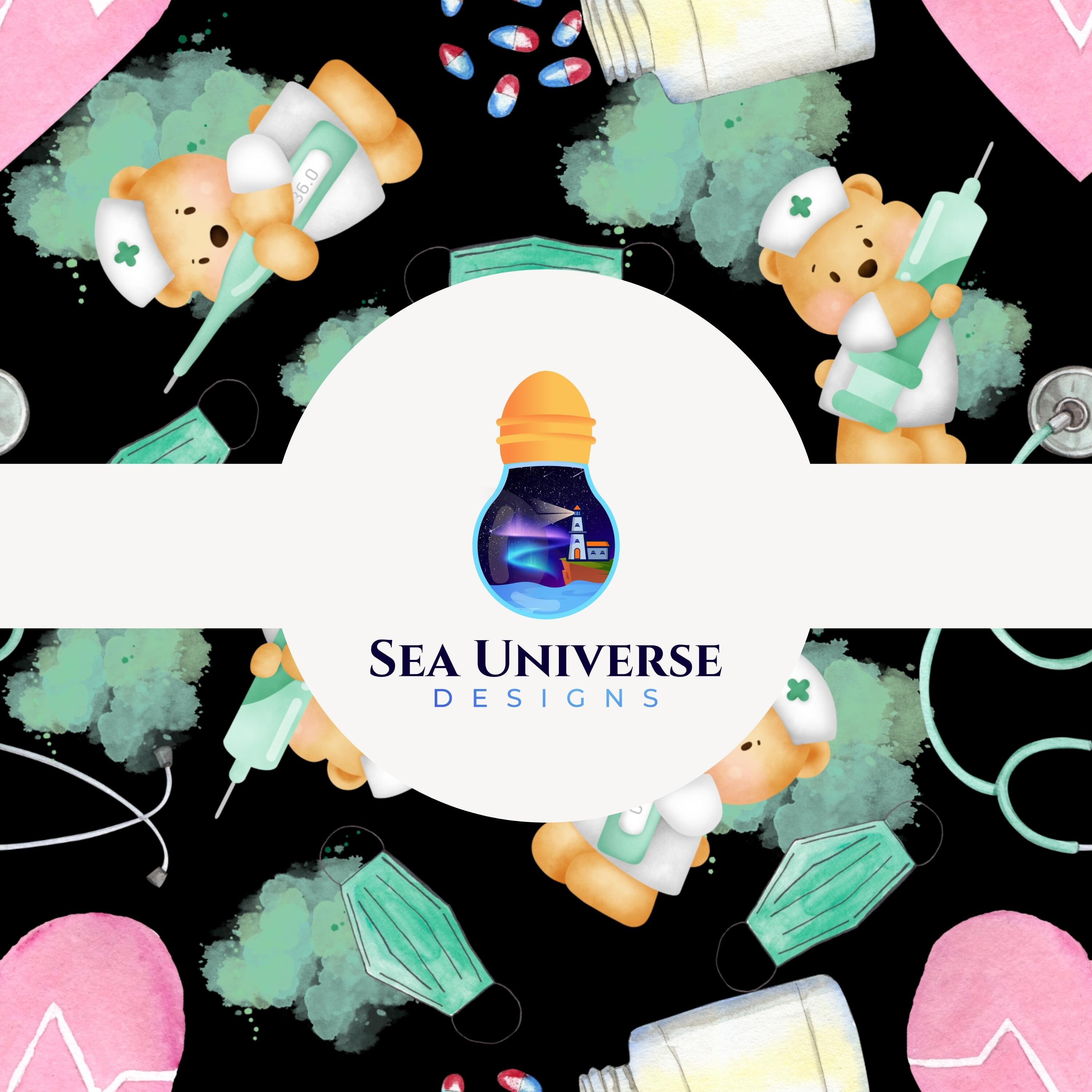 Teddy Nurse. BUNDLE. Printable Pattern. Seamless Surface Design. Health ...