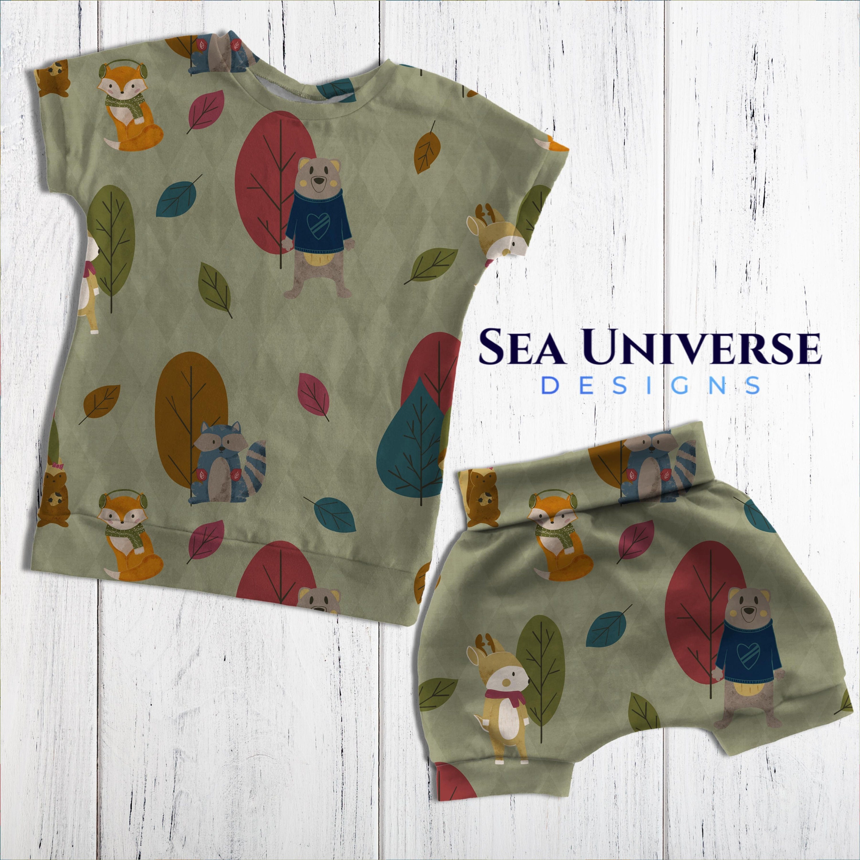 Woodland Animals BUNDLE 4 Colors Seamless Design. Hand Drawn - Etsy