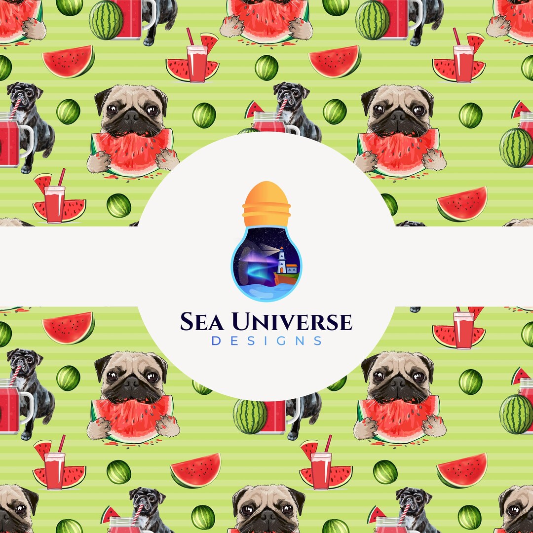 Watermelon Pugs. DIGITAL Summer Files. Dogs Seamless Pattern. - Etsy