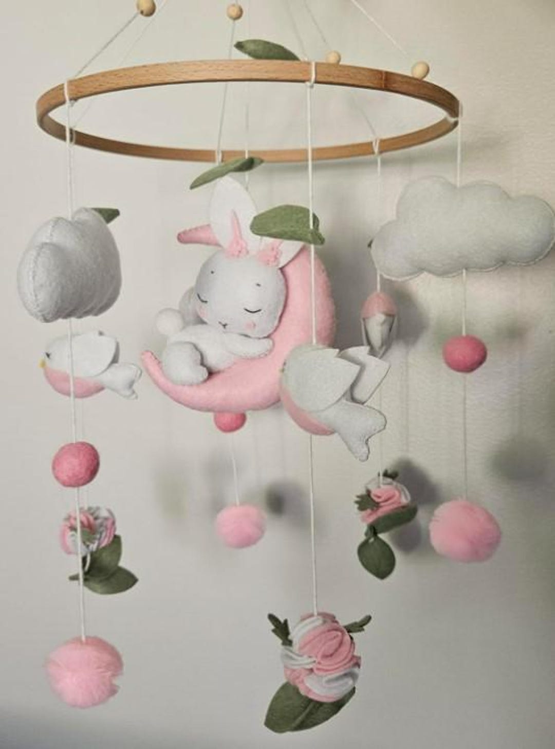 Bunny Pink Mobile Girl Nursery Pink Decor, Baby Girl Shower Gift - Etsy