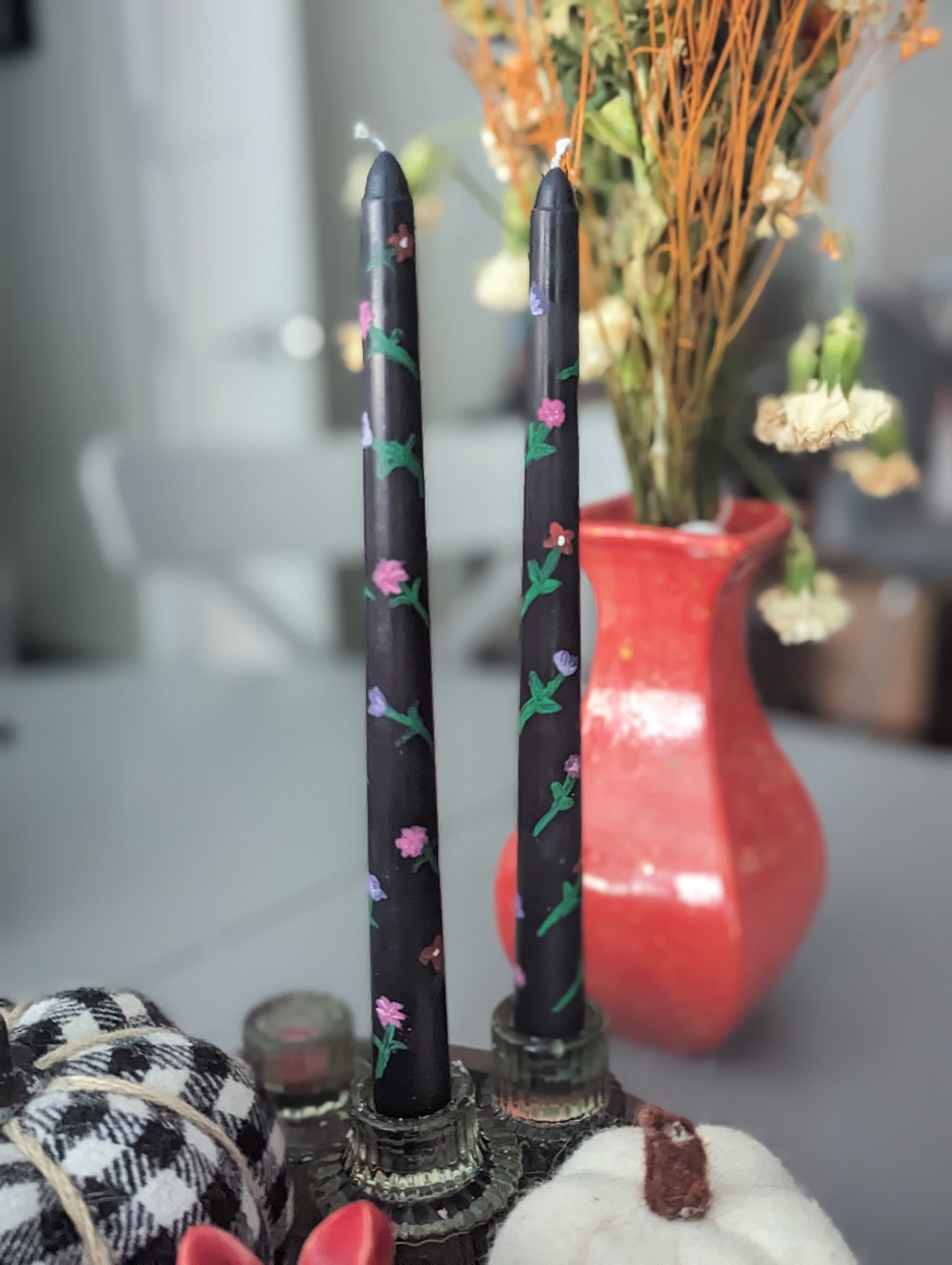 Floral Hand-painted Candlesticks set of 2 - Etsy