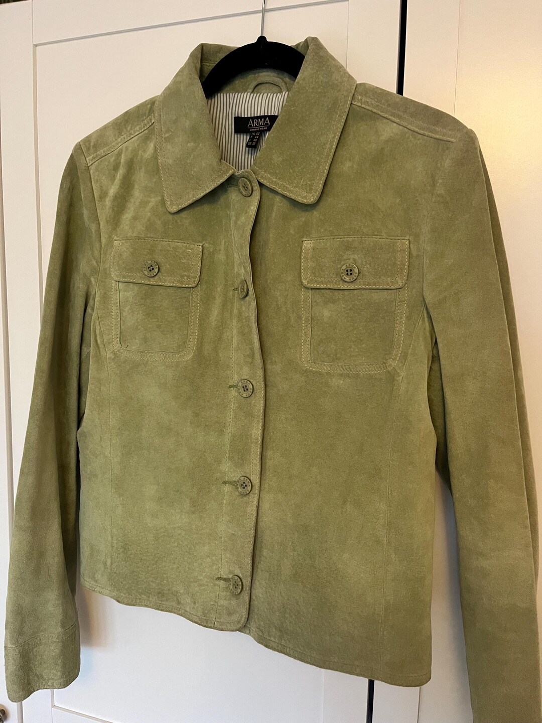 Apple Green 1990s Suede Leather Jacket Y2K - Etsy