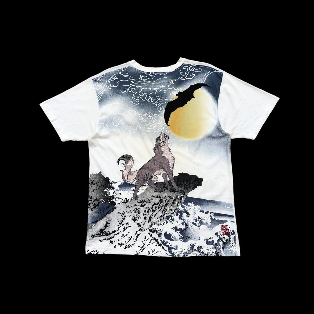 KARAKURI Tamashii Very Rare Wolf Embroidered Design T-shirt #1562 - Etsy