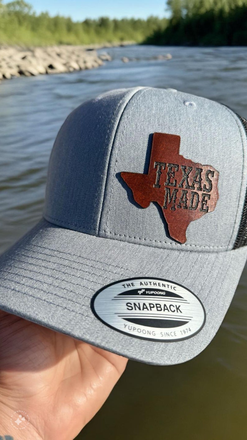 Texas Made Leather Patch Hat, Custom Leather Patch Hats - Etsy